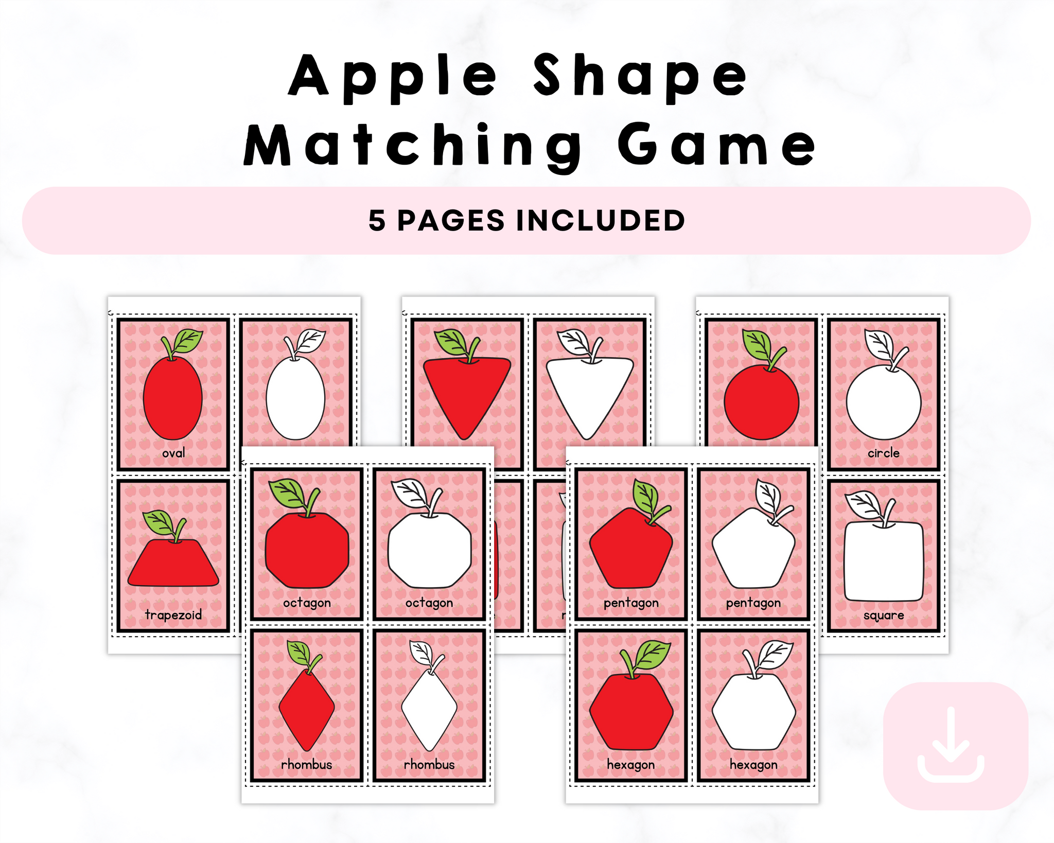 Apple Shape Matching Game Printables – CrystalandComp