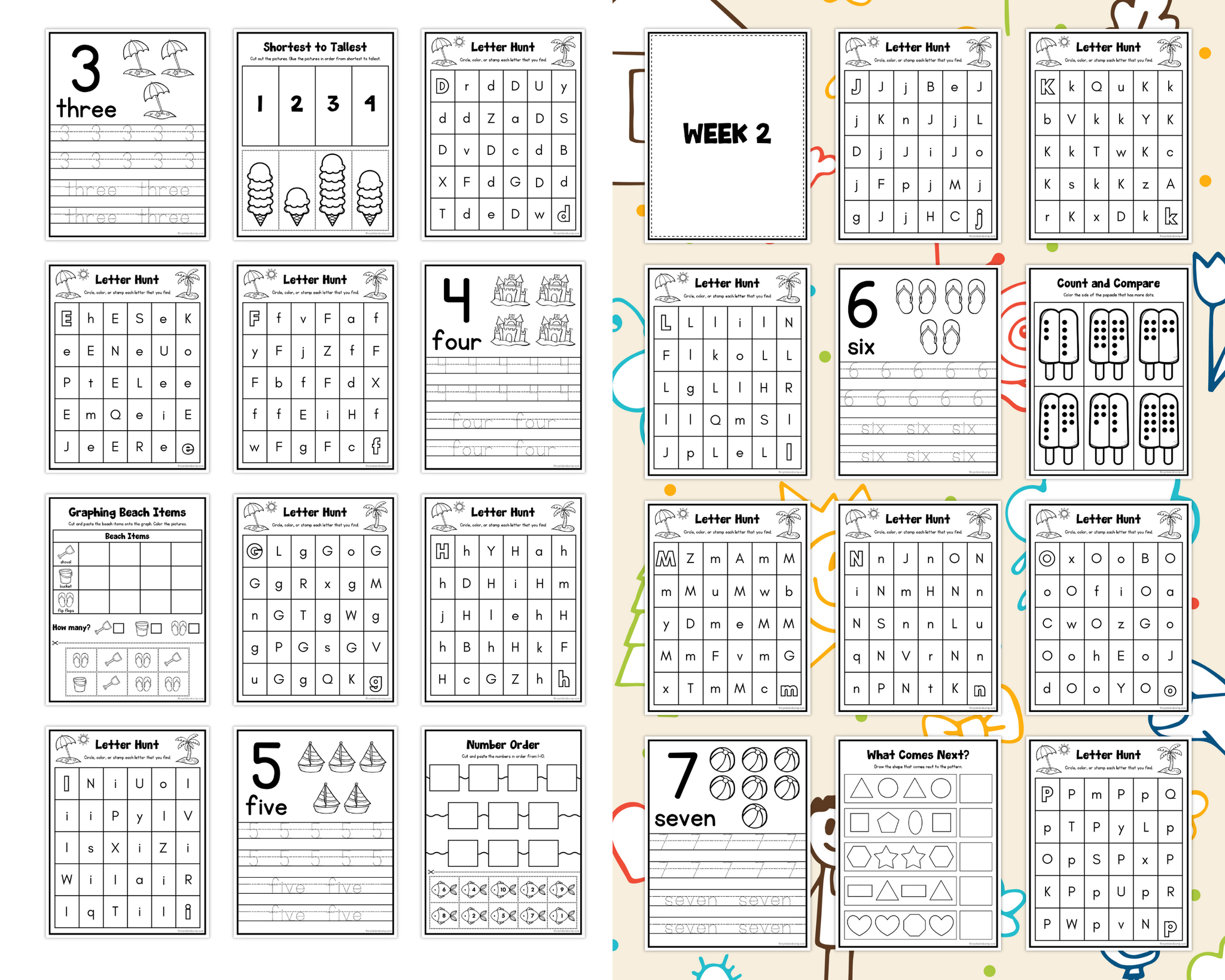 Printable 200+ Pages Pre-K Summer Review with Lesson Plan Included ...