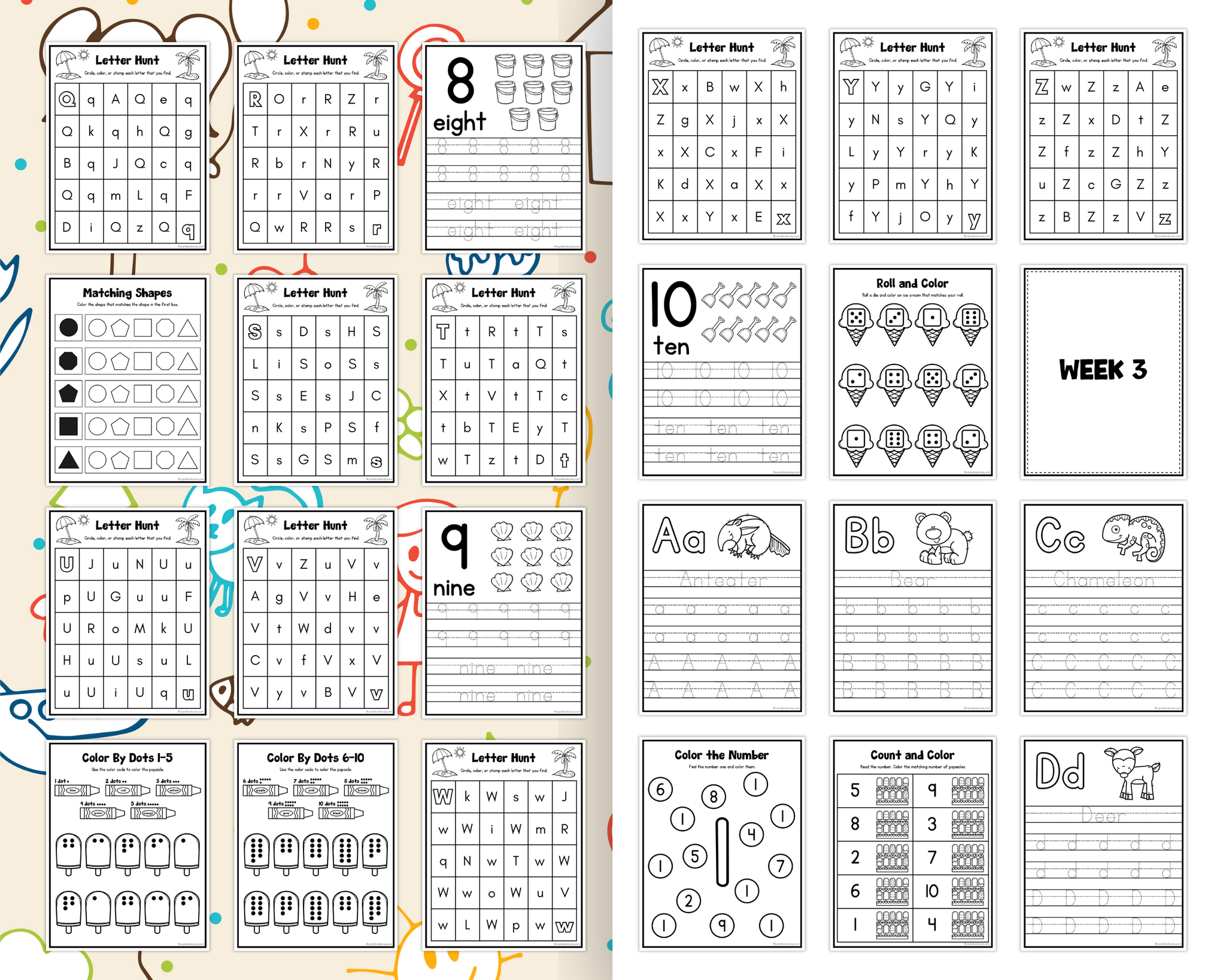 Printable 200+ Pages Pre-K Summer Review with Lesson Plan Included ...
