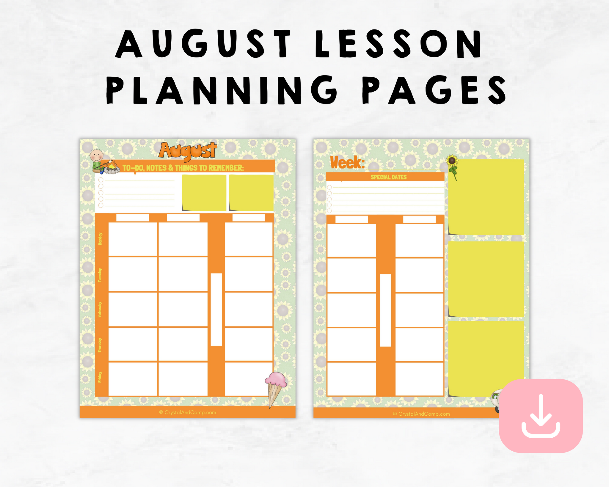 August Lesson Planning Printable – CrystalandComp