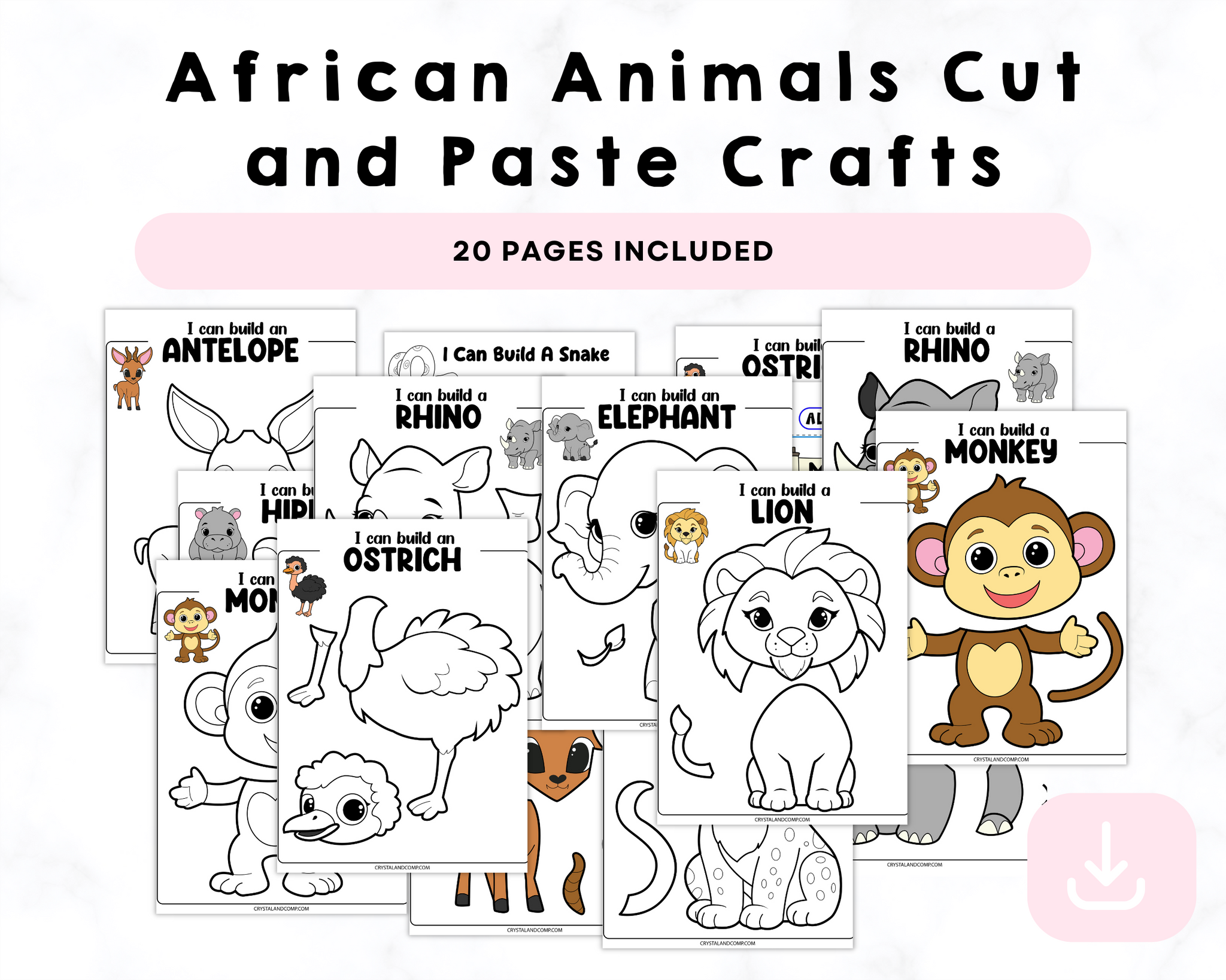 Printable African Animals Cut and Paste Crafts – CrystalandComp