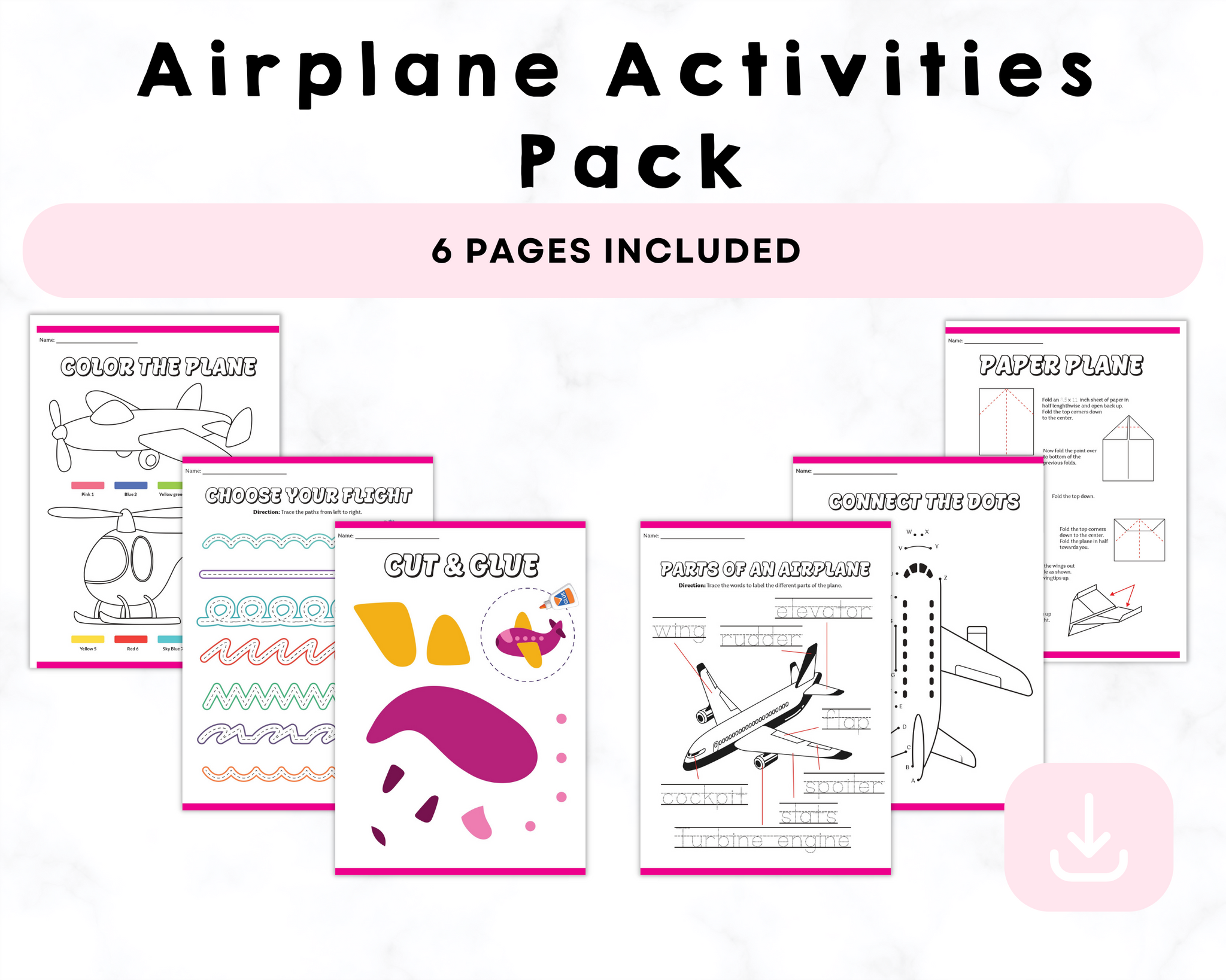 Airplane Activities Pack Printable – CrystalandComp
