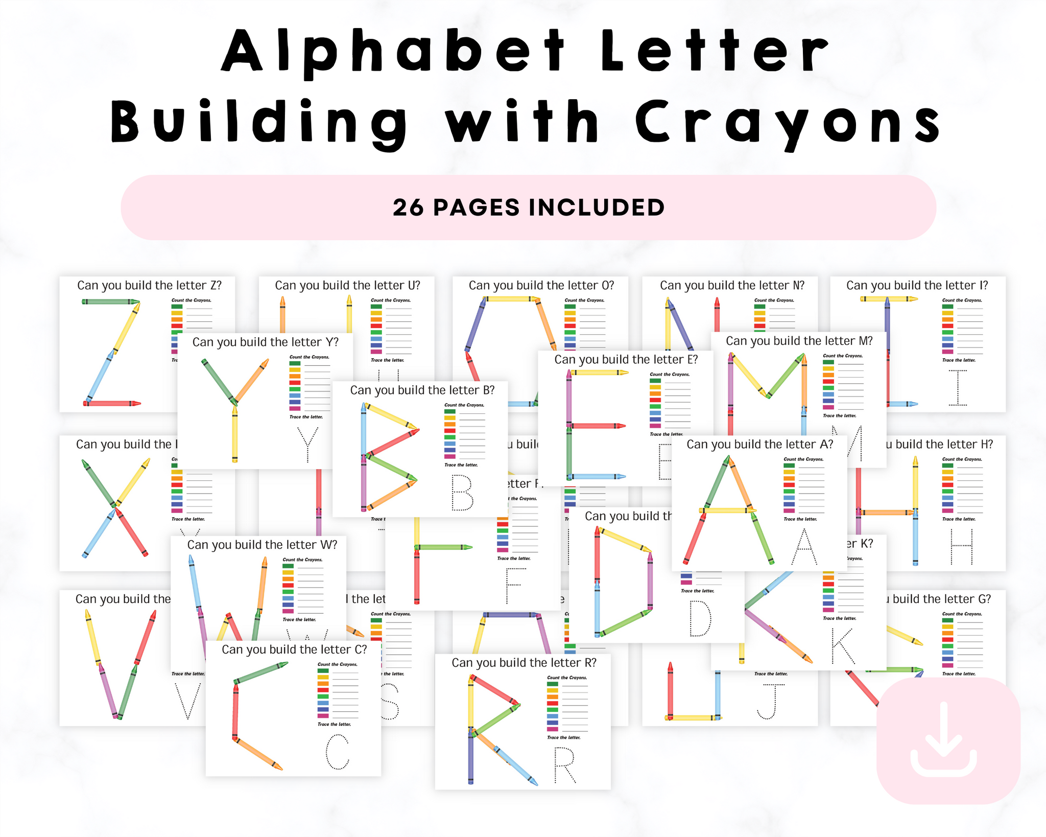 Printable Alphabet Letter Building with Crayons – CrystalandComp