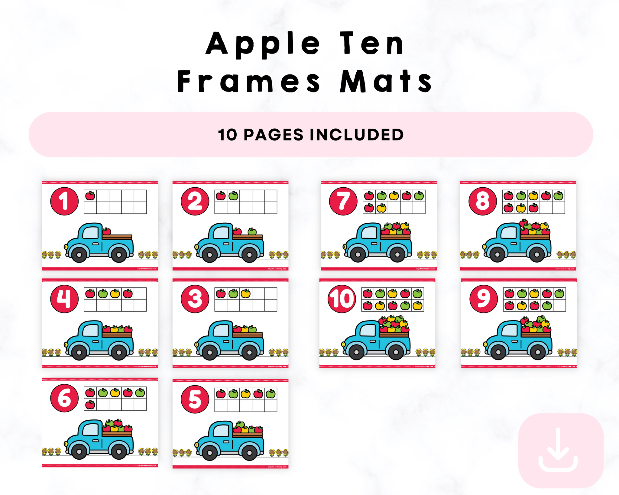 Apple Ten Frames Mats Printables – CrystalandComp