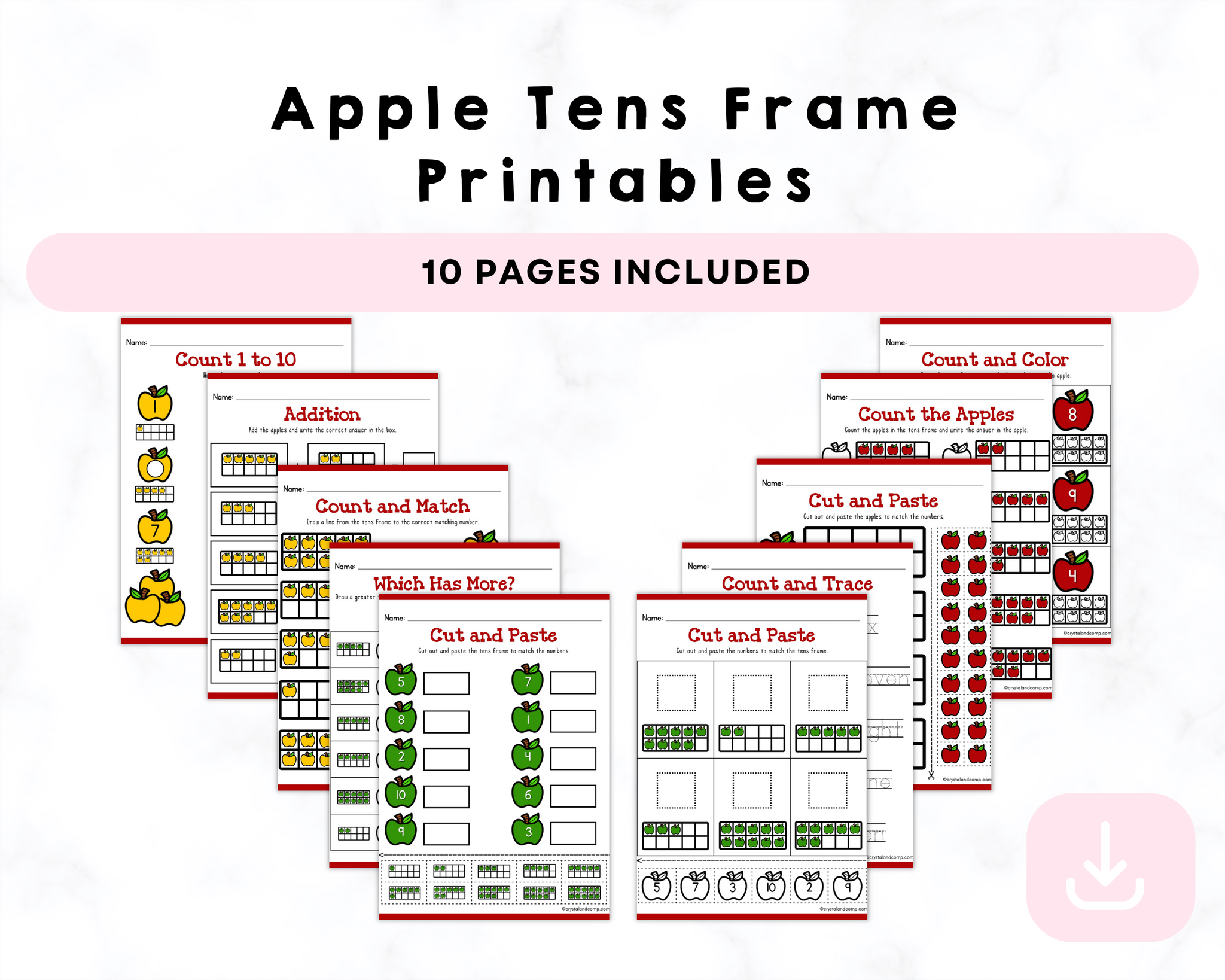 Apple Tens Frame Printables – CrystalandComp