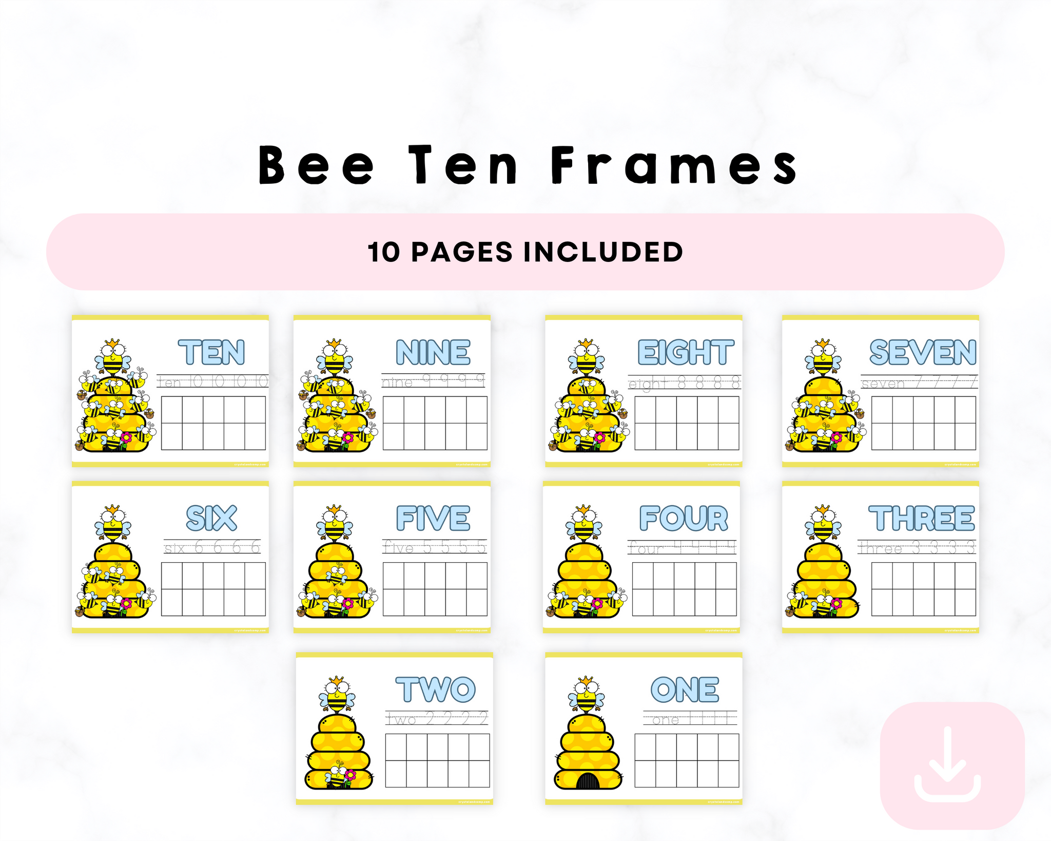 Printable Bee Ten Frames – CrystalandComp
