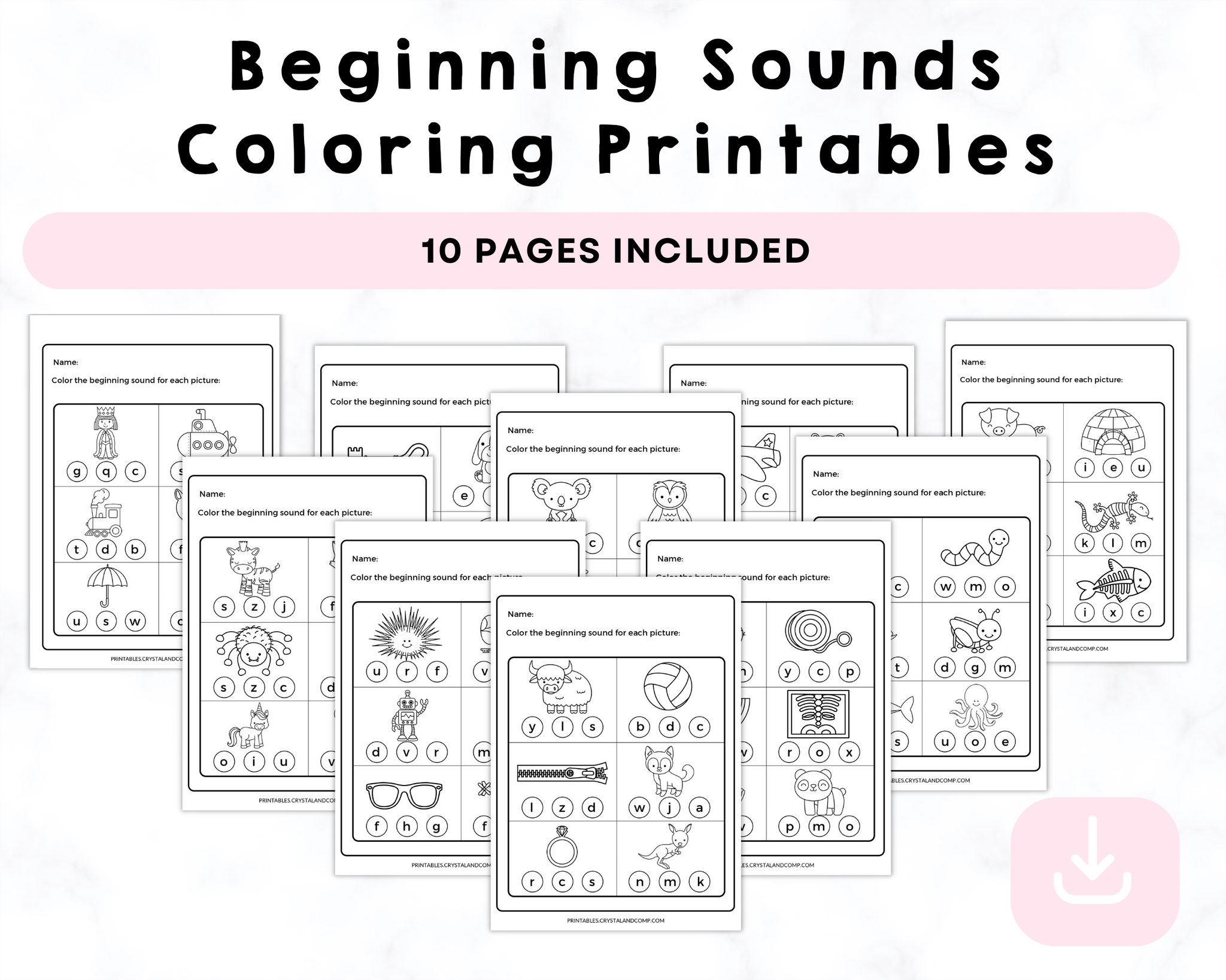 Beginning Sounds Coloring Printables – CrystalandComp