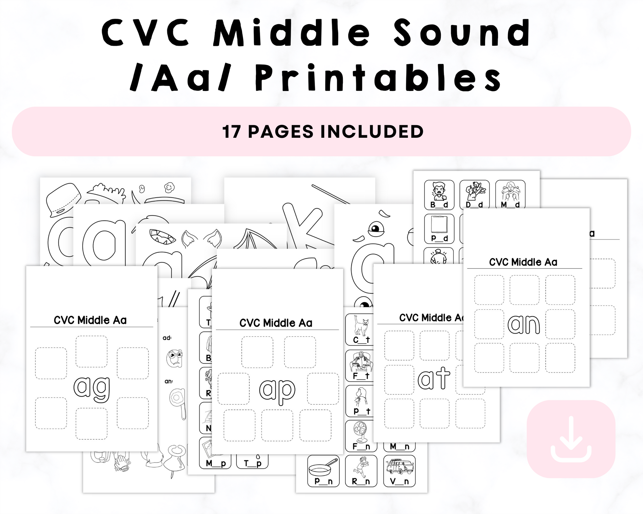CVC Middle Sound /Aa/ Printables – CrystalandComp