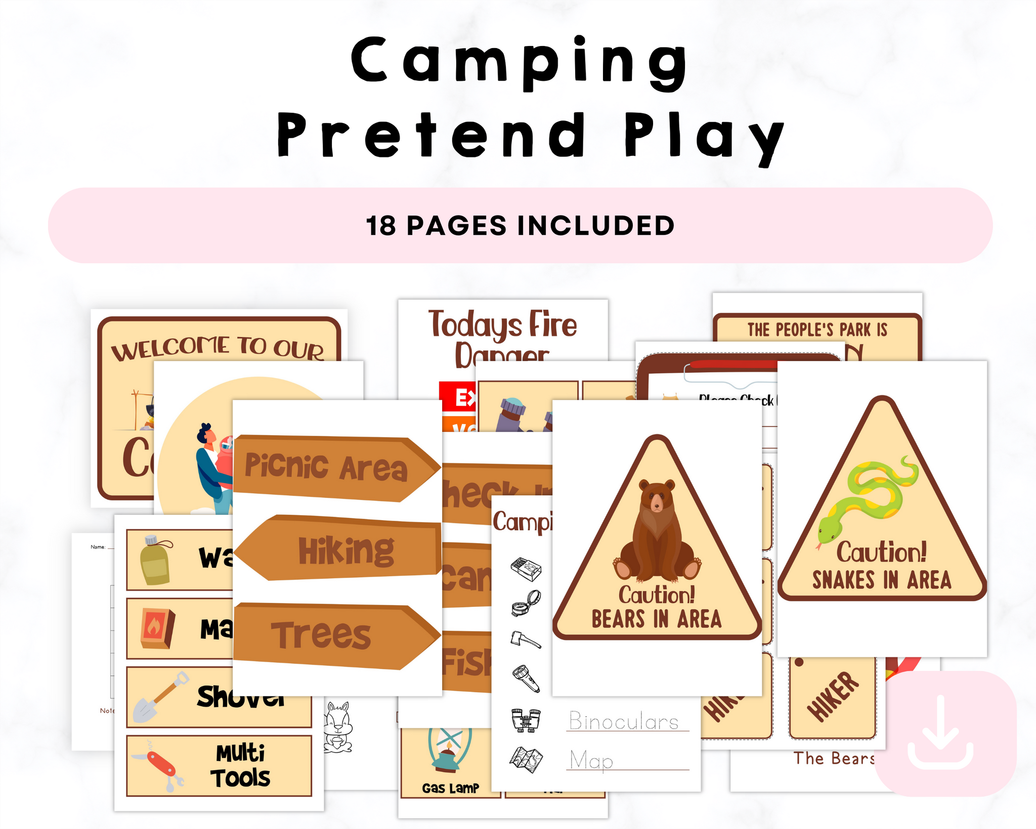 Camping Pretend Play Printable – CrystalandComp
