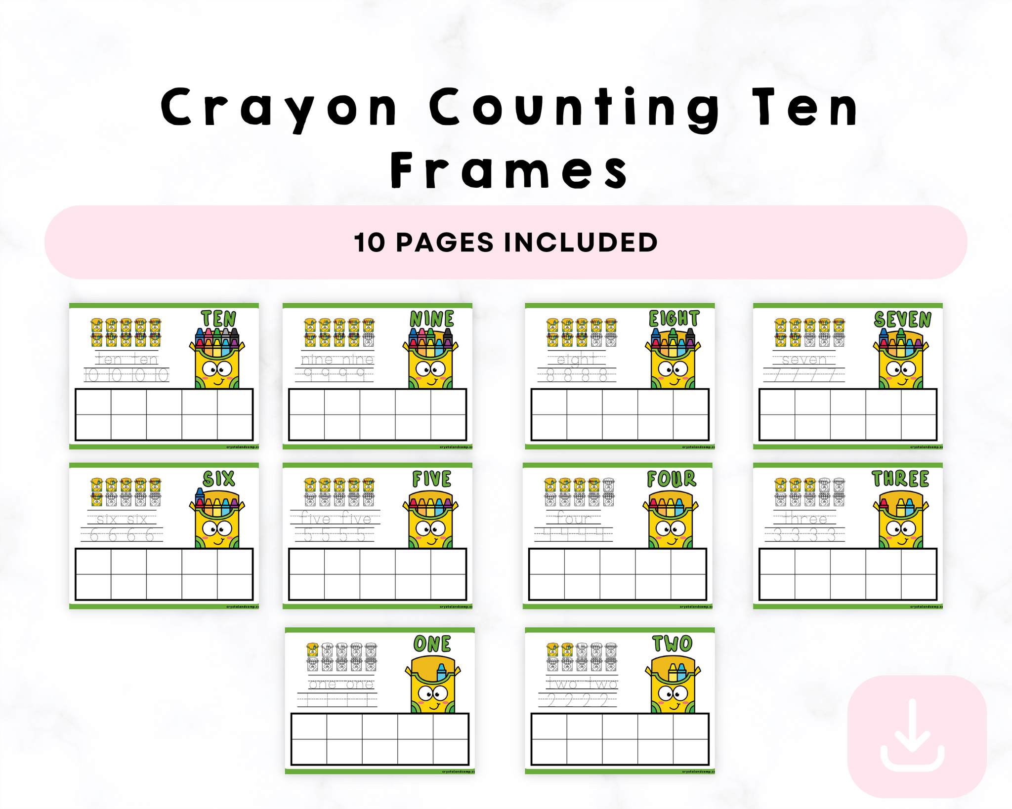 Printable Crayon Counting Ten Frames – CrystalandComp