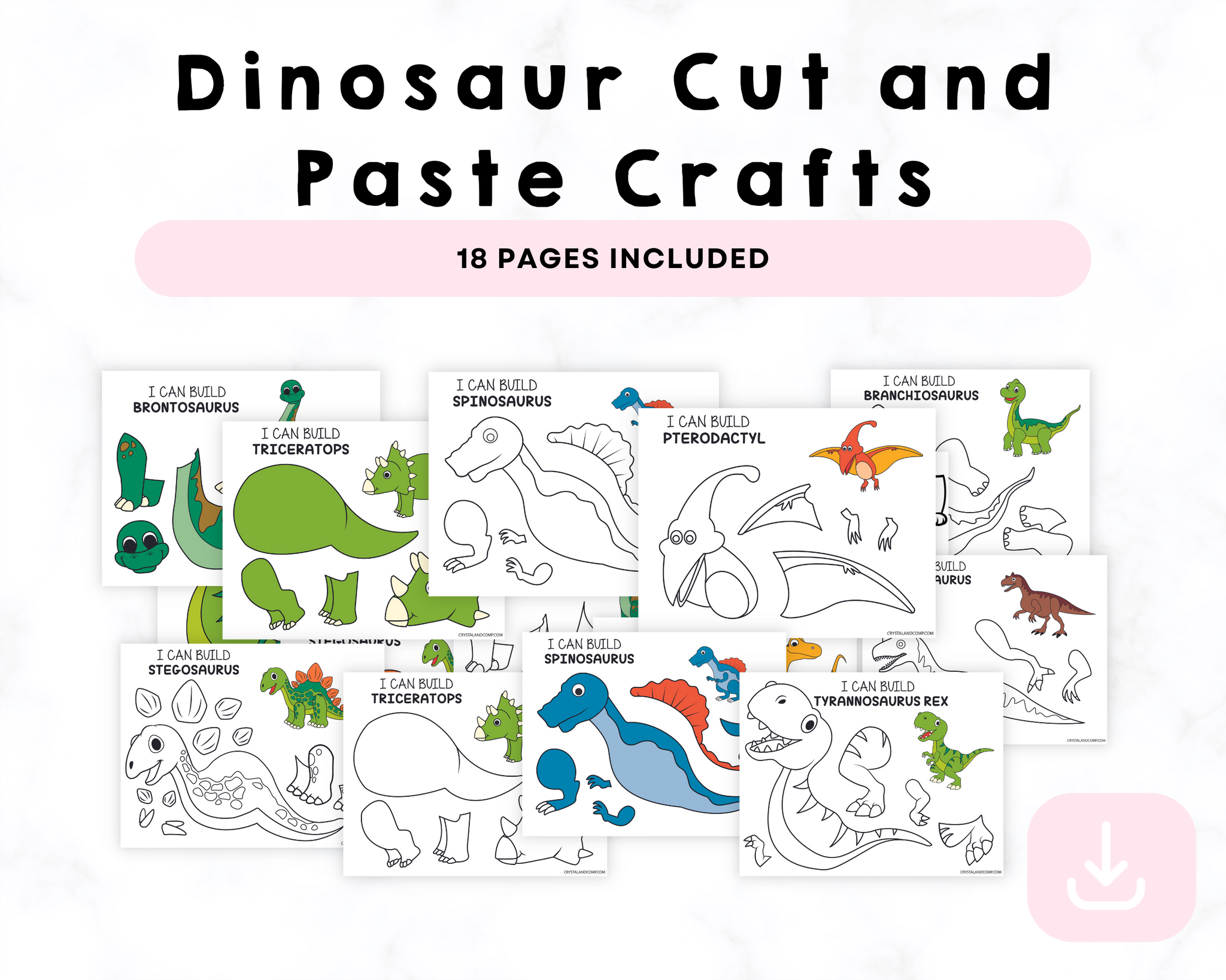 Printable Dinosaur Cut and Paste Crafts – CrystalandComp