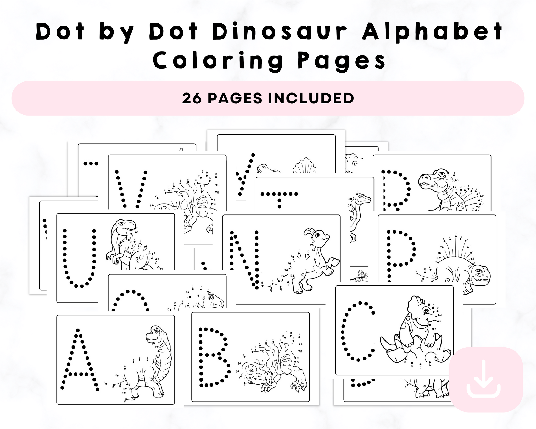 Dot by Dot Dinosaur Alphabet Coloring Pages – CrystalandComp