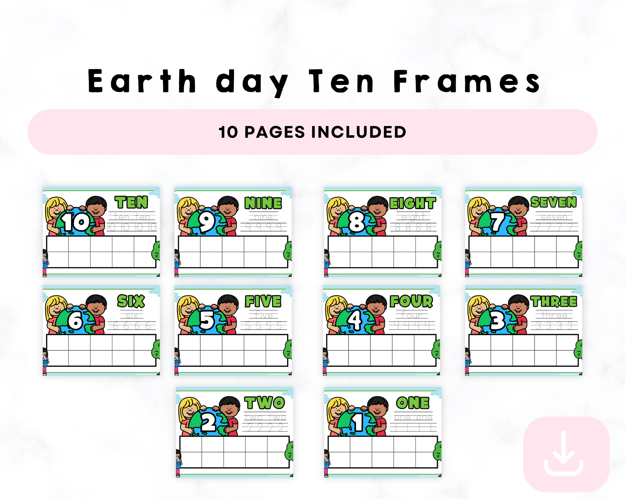 Printable Earth Day Ten Frames – CrystalandComp