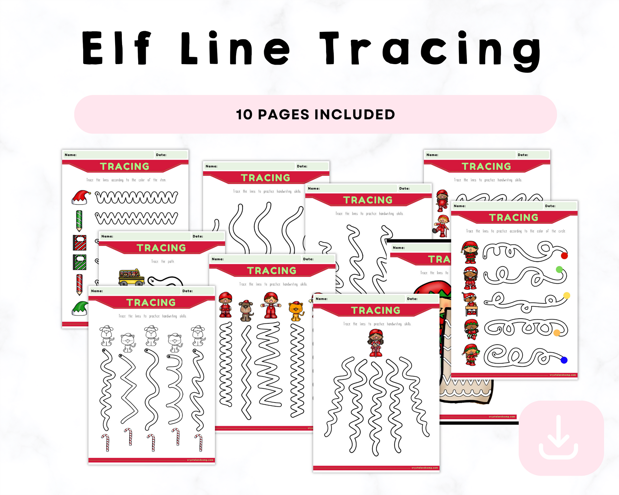 Elf Line Tracing Printable – CrystalandComp
