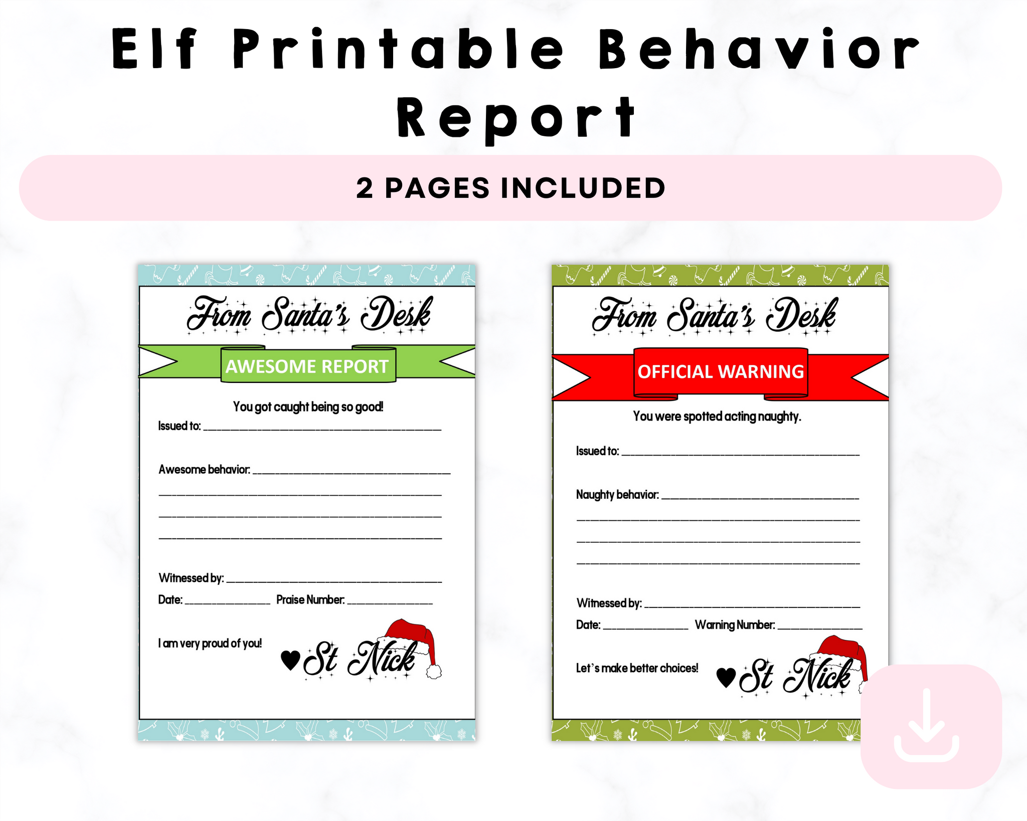 Elf Printable Behavior Report – CrystalandComp