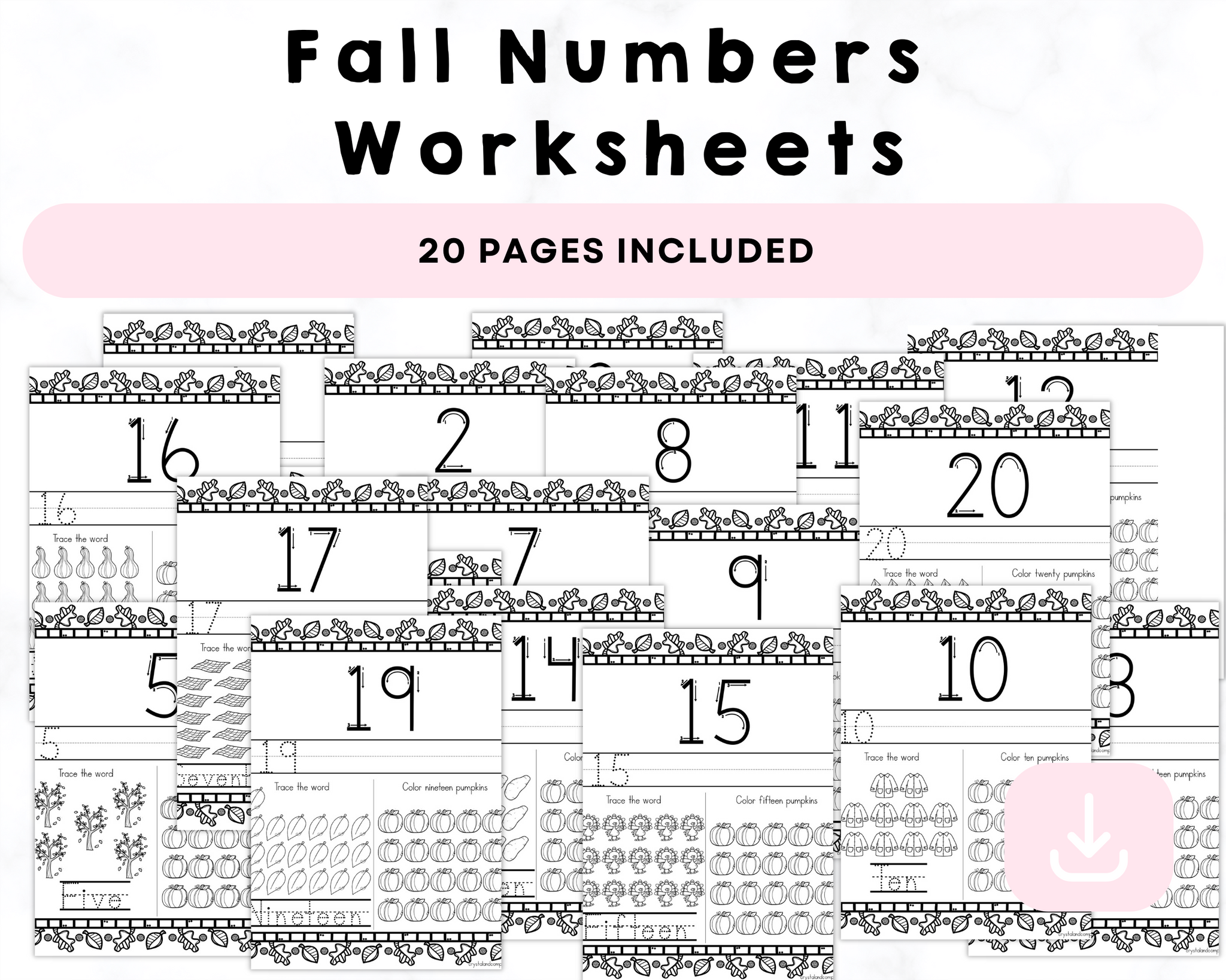 Fall Printable Numbers Worksheet – CrystalandComp