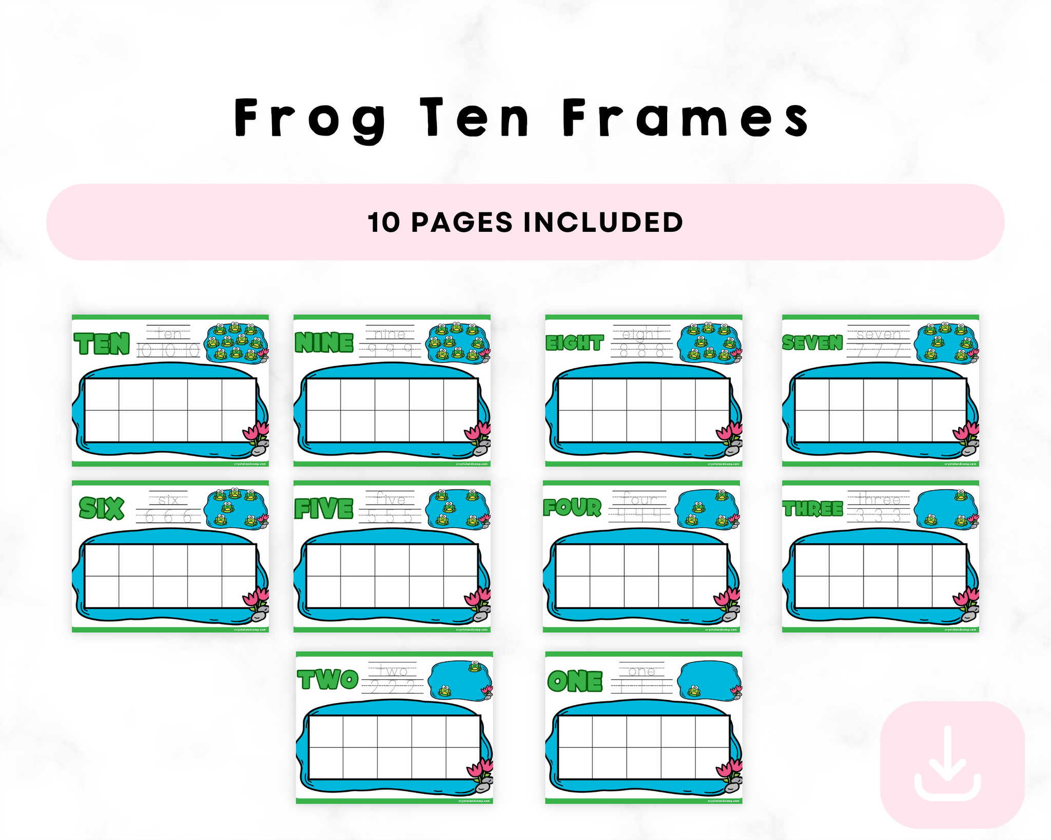 Printable Frog Ten Frames – CrystalandComp