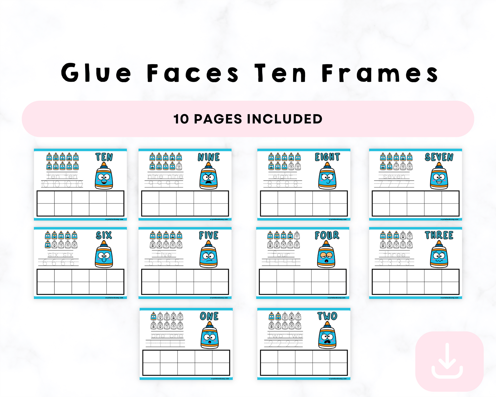 Printable Glue Faces Ten Frames – CrystalandComp