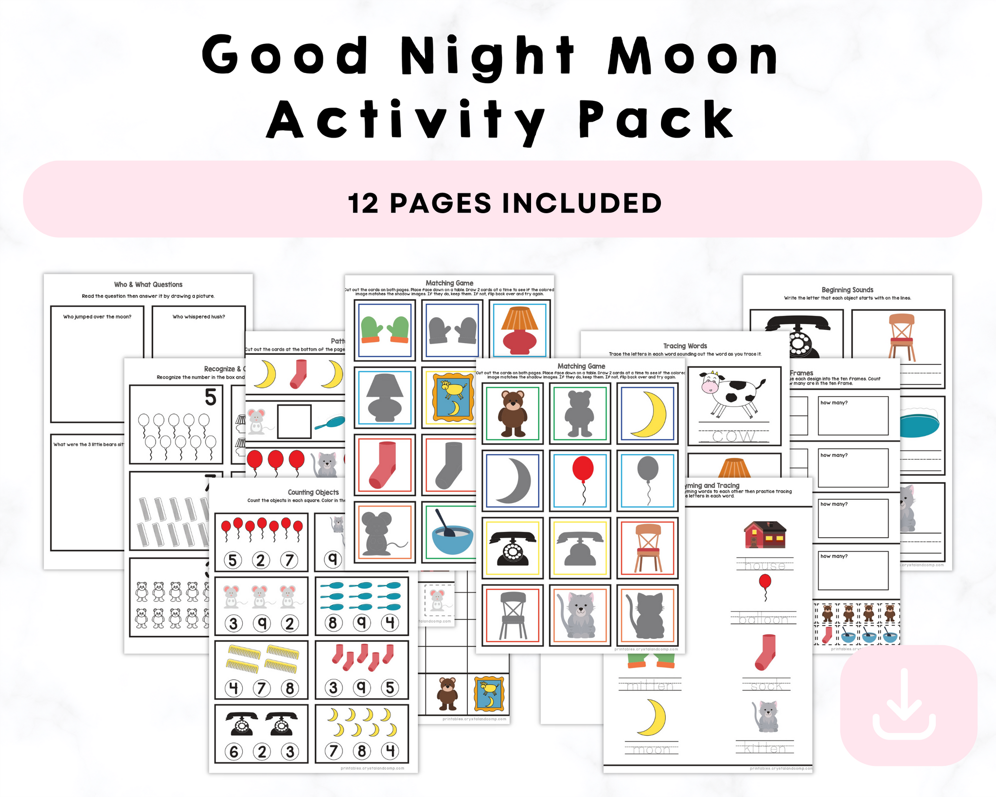 Good Night Moon Activity Pack Printables – CrystalandComp
