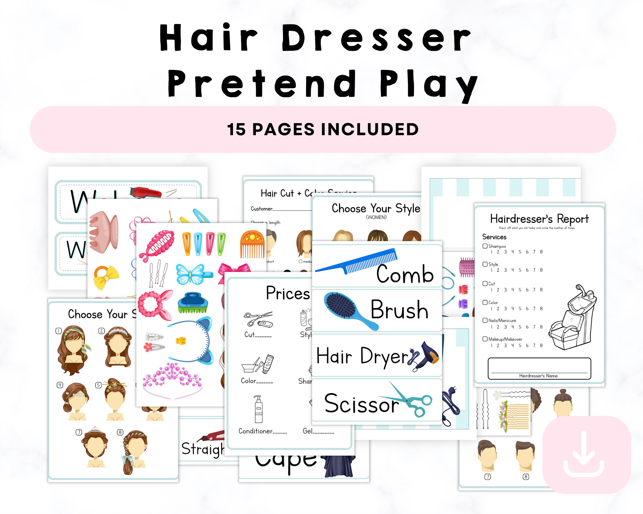 Hair Dresser Pretend Play Printable – CrystalandComp