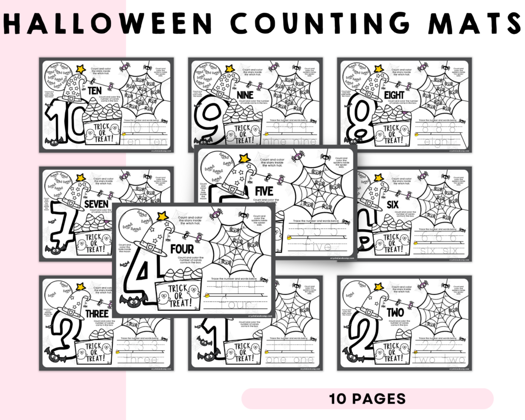 Printable Halloween Counting Mats – CrystalandComp