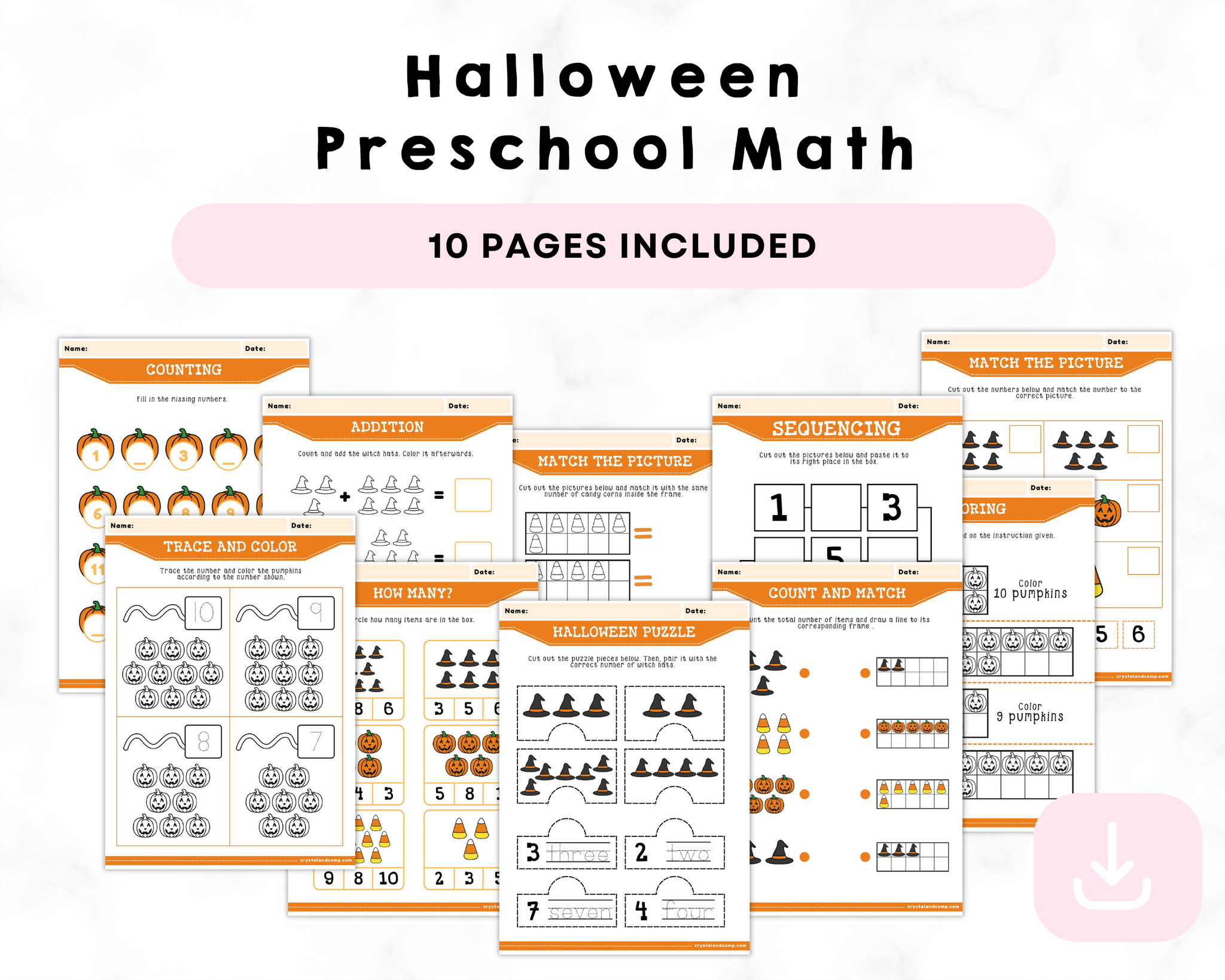 Halloween Preschool Math Printables – CrystalandComp
