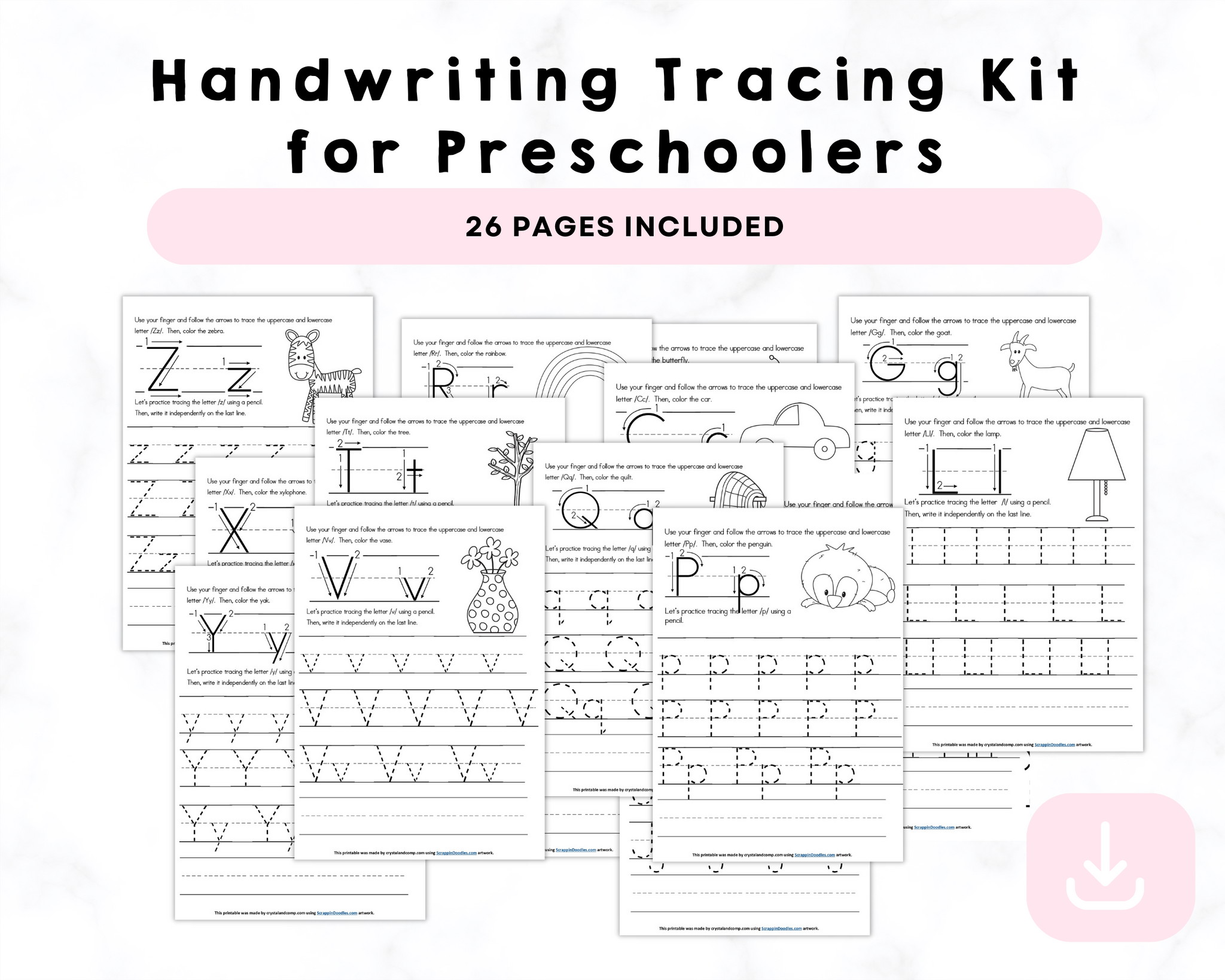ABC Handwriting Tracing Kit for Preschoolers (Option 1) – CrystalandComp
