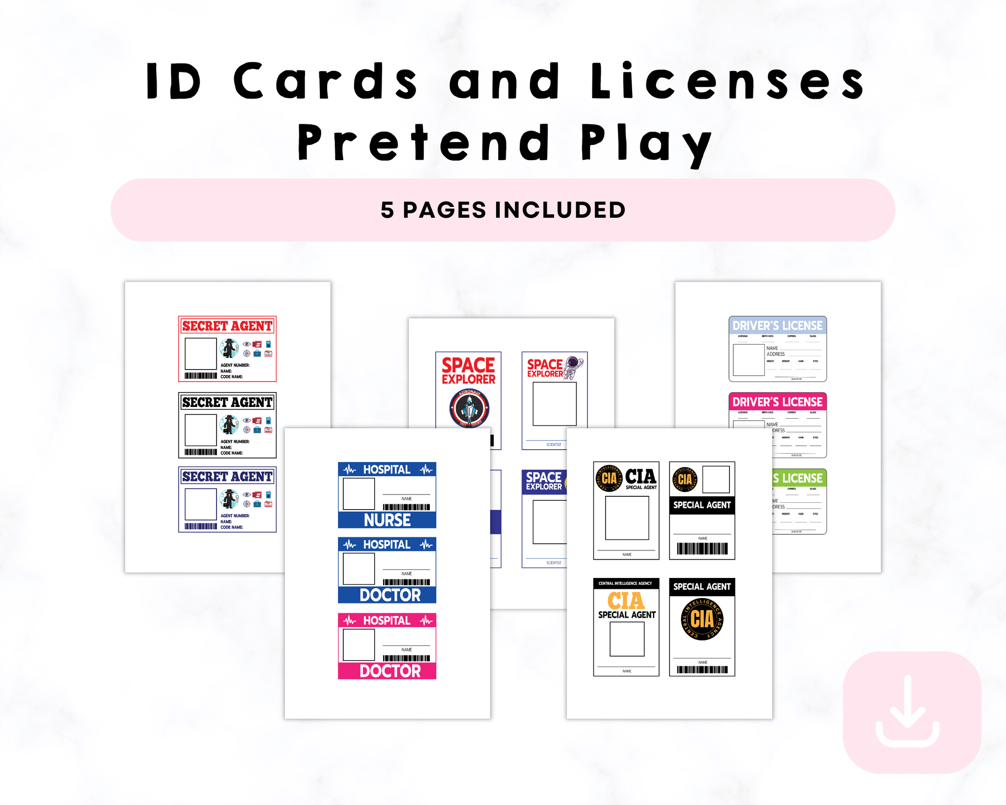 Printable ID Licenses and Cards Play Pretend – CrystalandComp