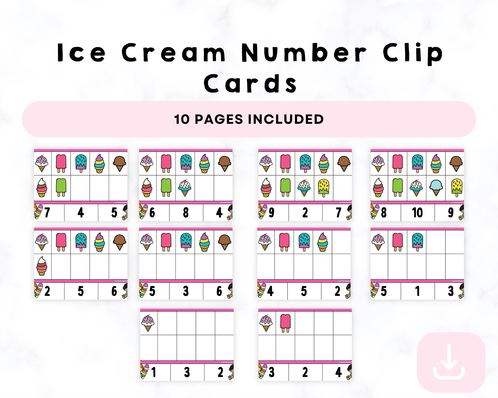 Printable Ice Cream Number Clip Cards – CrystalandComp