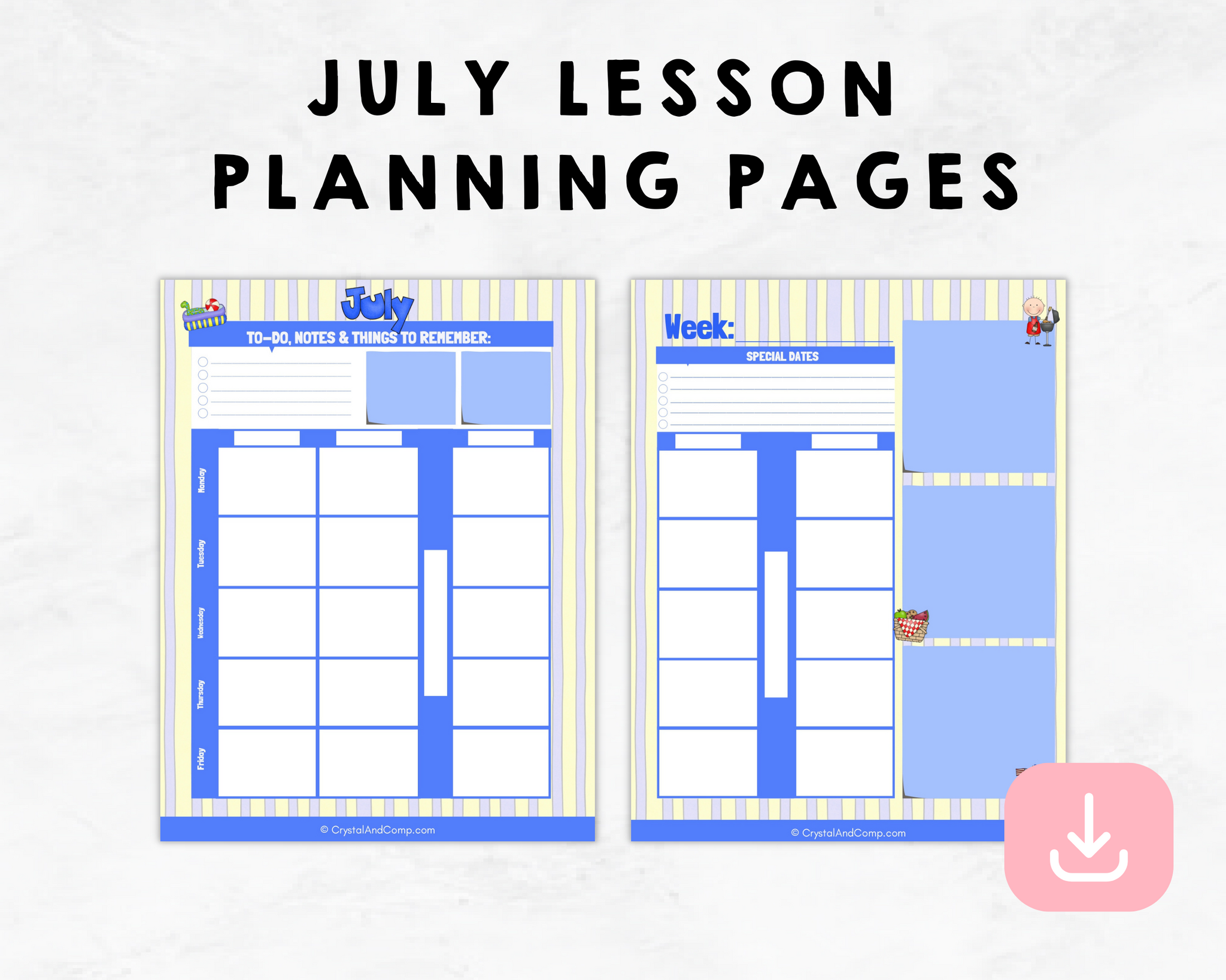 July Lesson Planning Printable – CrystalandComp