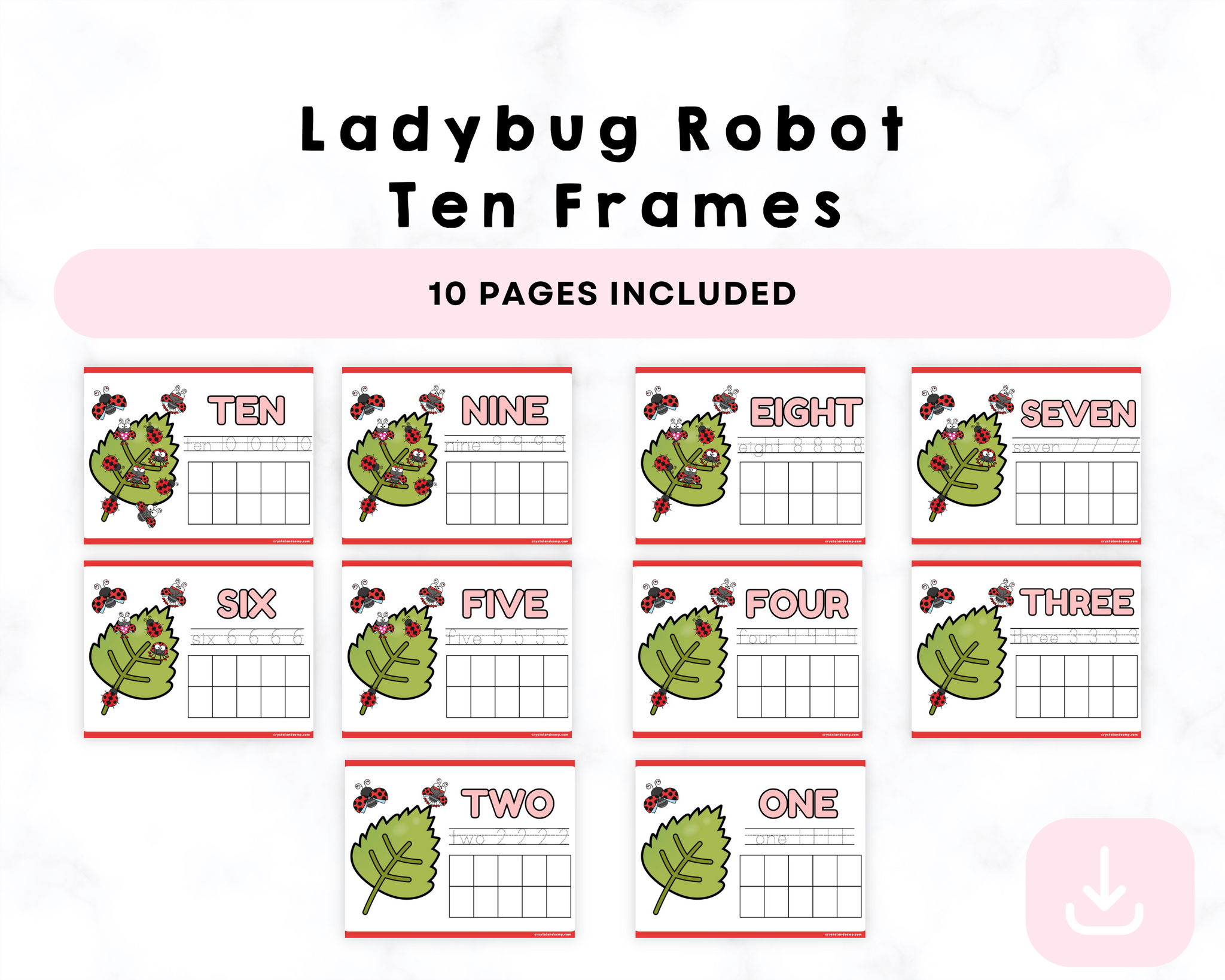 Printable Ladybug Ten Frames – CrystalandComp