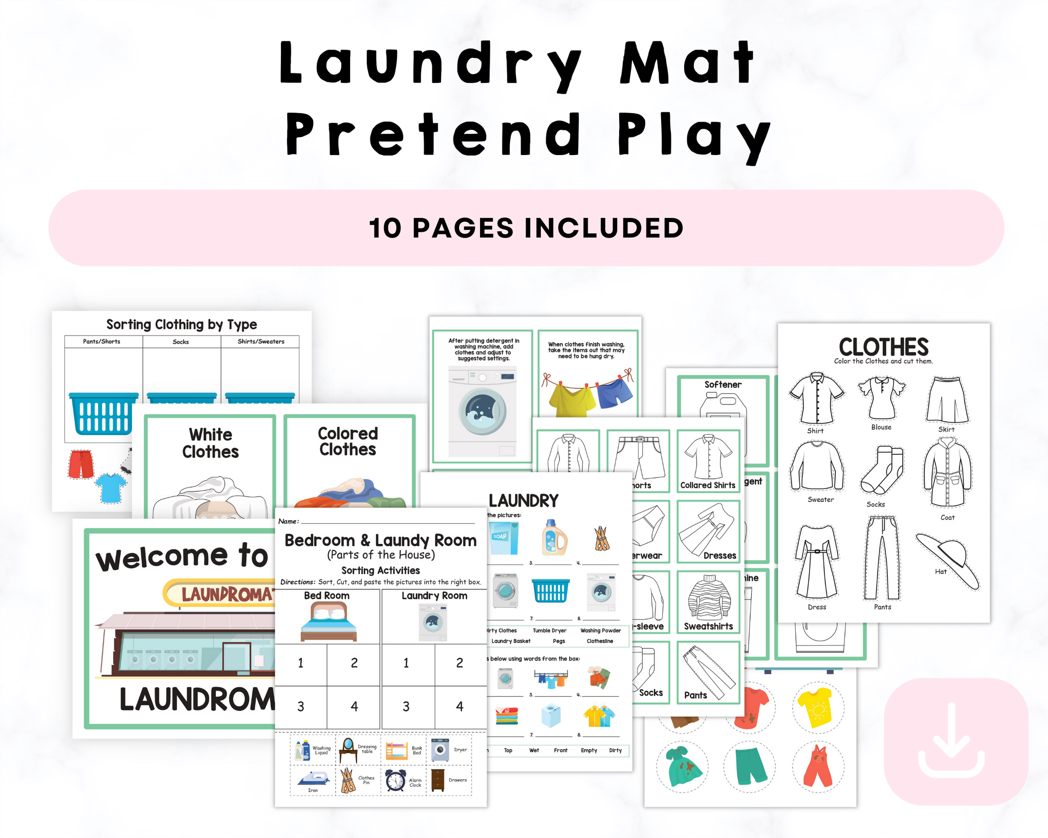 Laundry Mat Pretend Play Printable – CrystalandComp