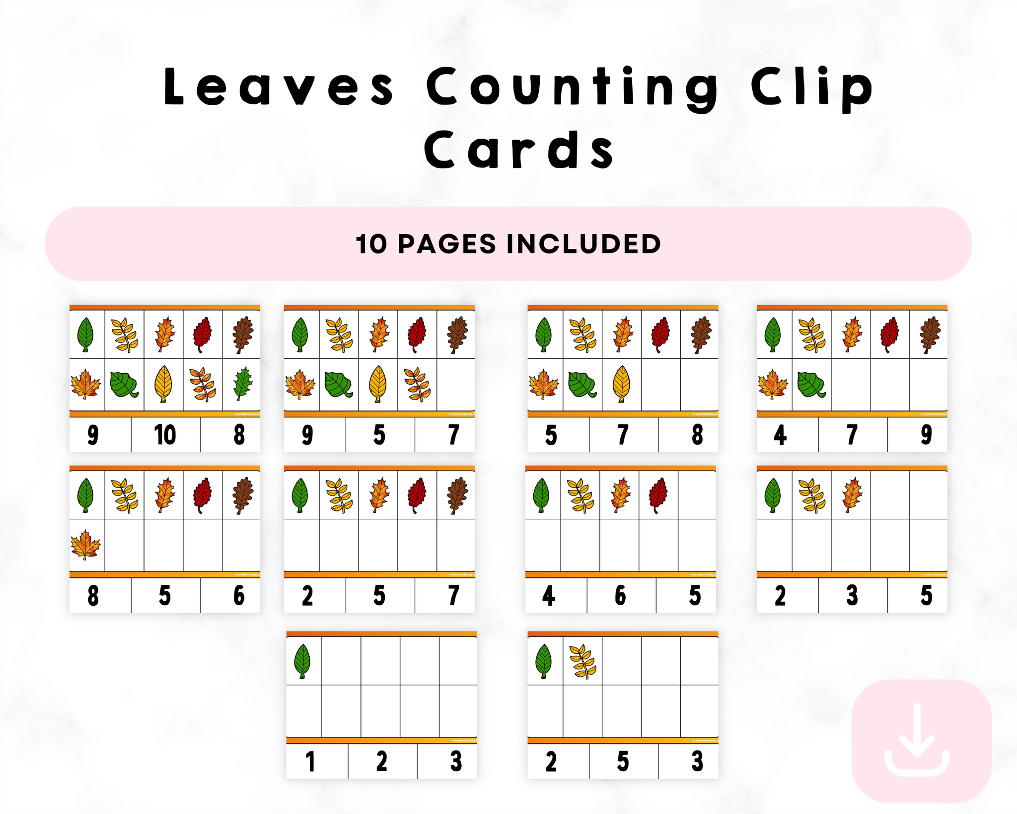 Leaves Counting Clip Cards Printable – CrystalandComp