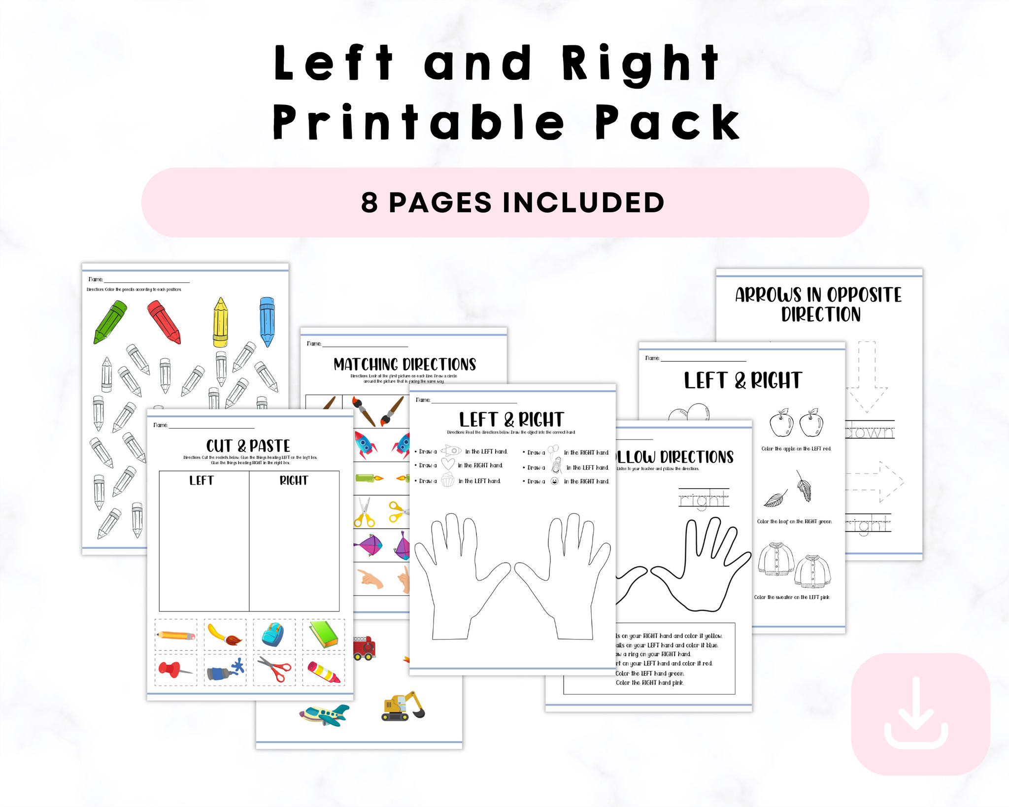 Left and Right Printable Pack Printables – CrystalandComp