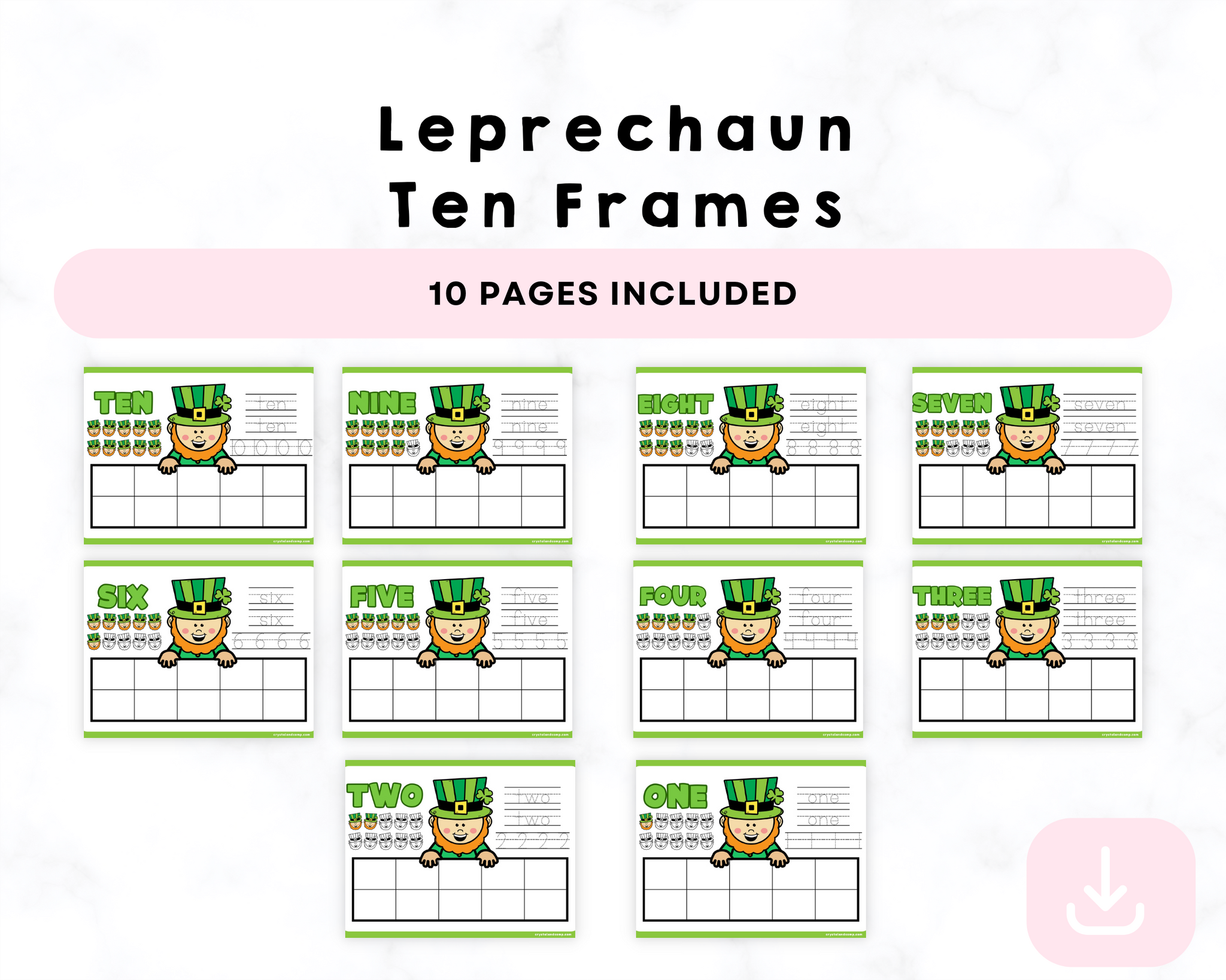 Leprechaun Printable Ten Frames – CrystalandComp