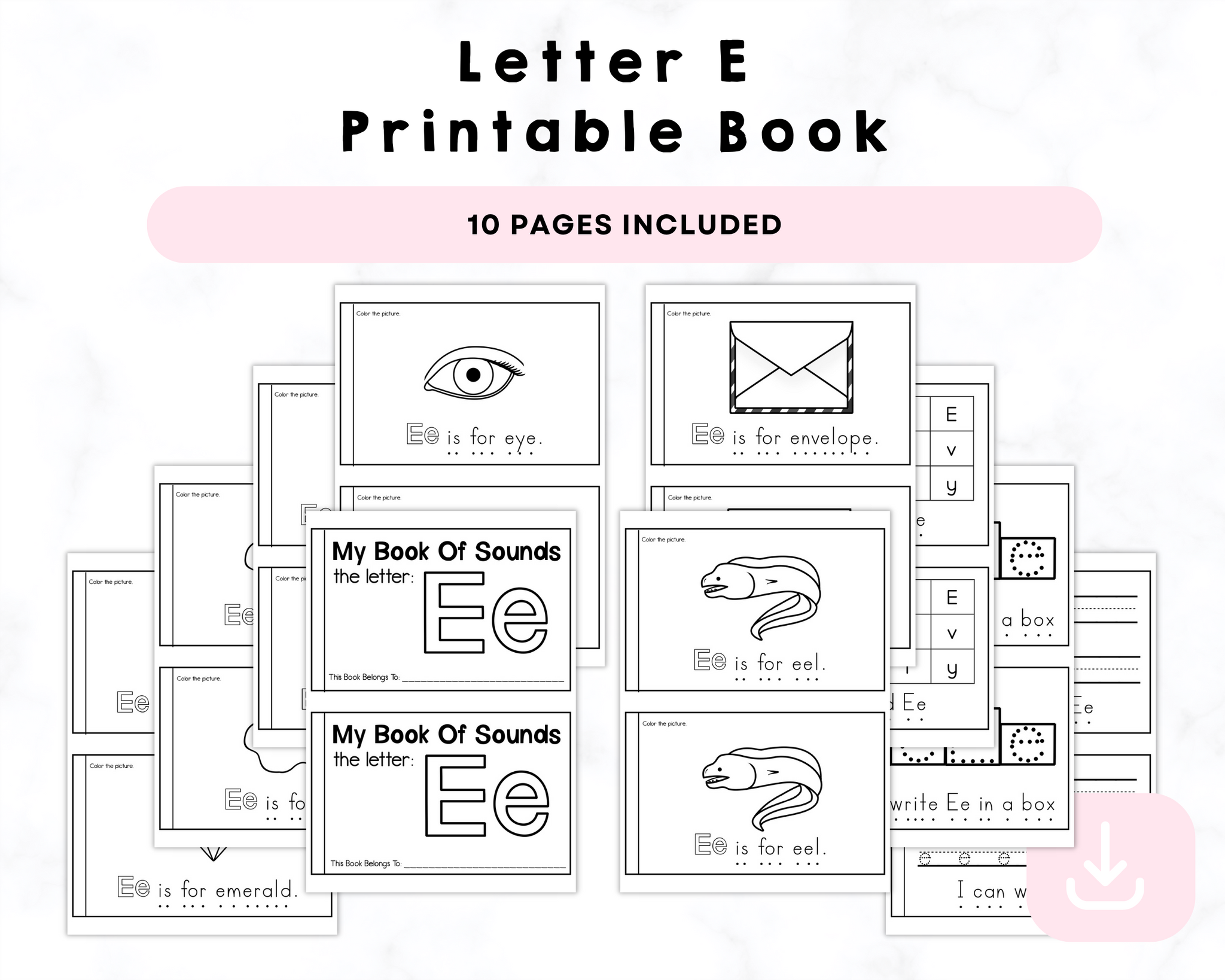 Letter E Printable Book – CrystalandComp