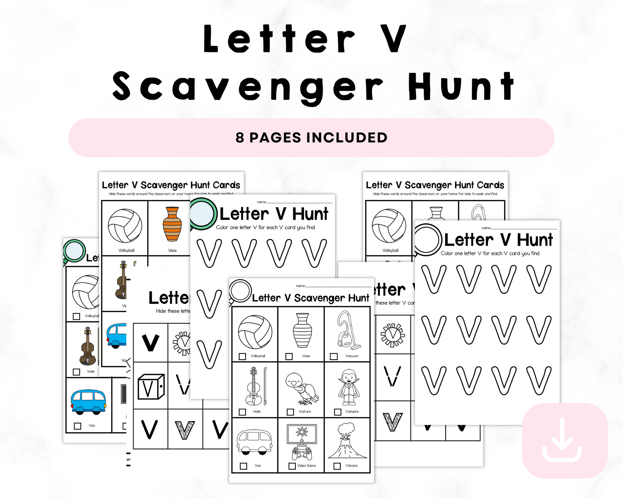 Letter V Scavenger Hunt Printables – CrystalandComp