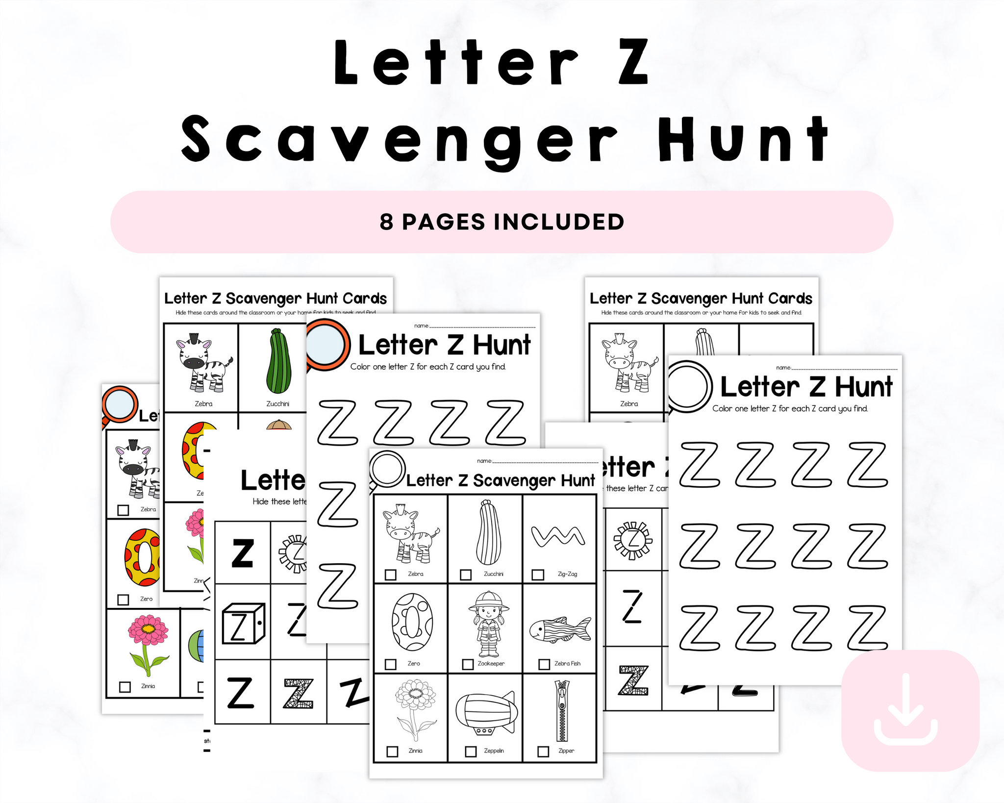 Letter Z Scavenger Hunt Printables – CrystalandComp
