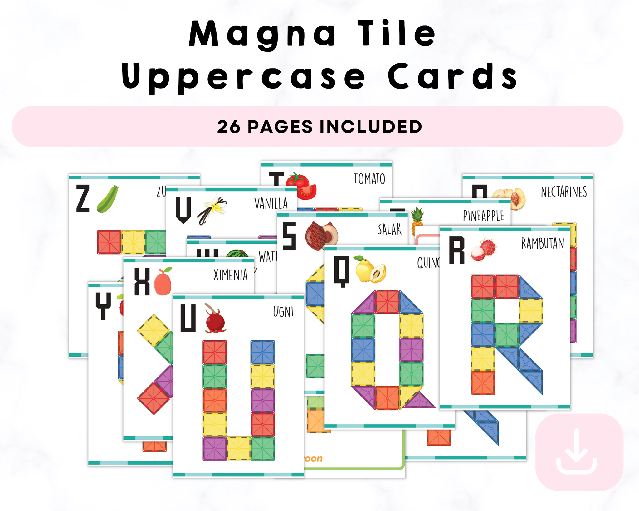 Magna Tile Uppercase Cards Printable – CrystalandComp