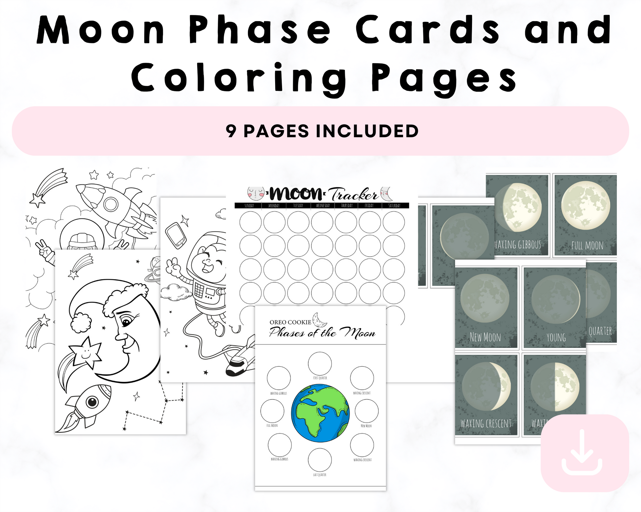 Moon Phase Cards and Coloring Pages Printable – CrystalandComp