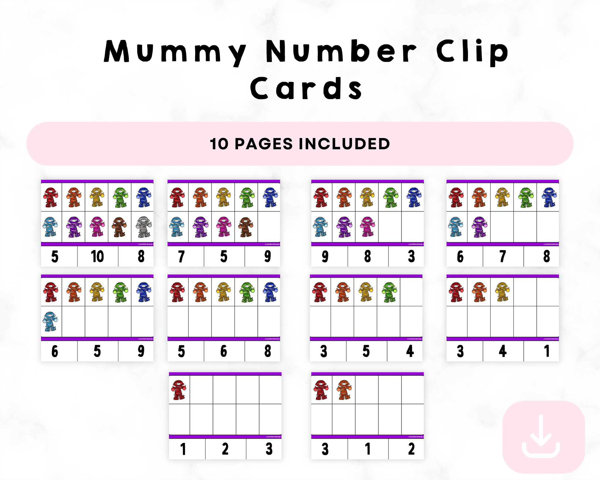 Mummy Number Clip Cards Printable – CrystalandComp