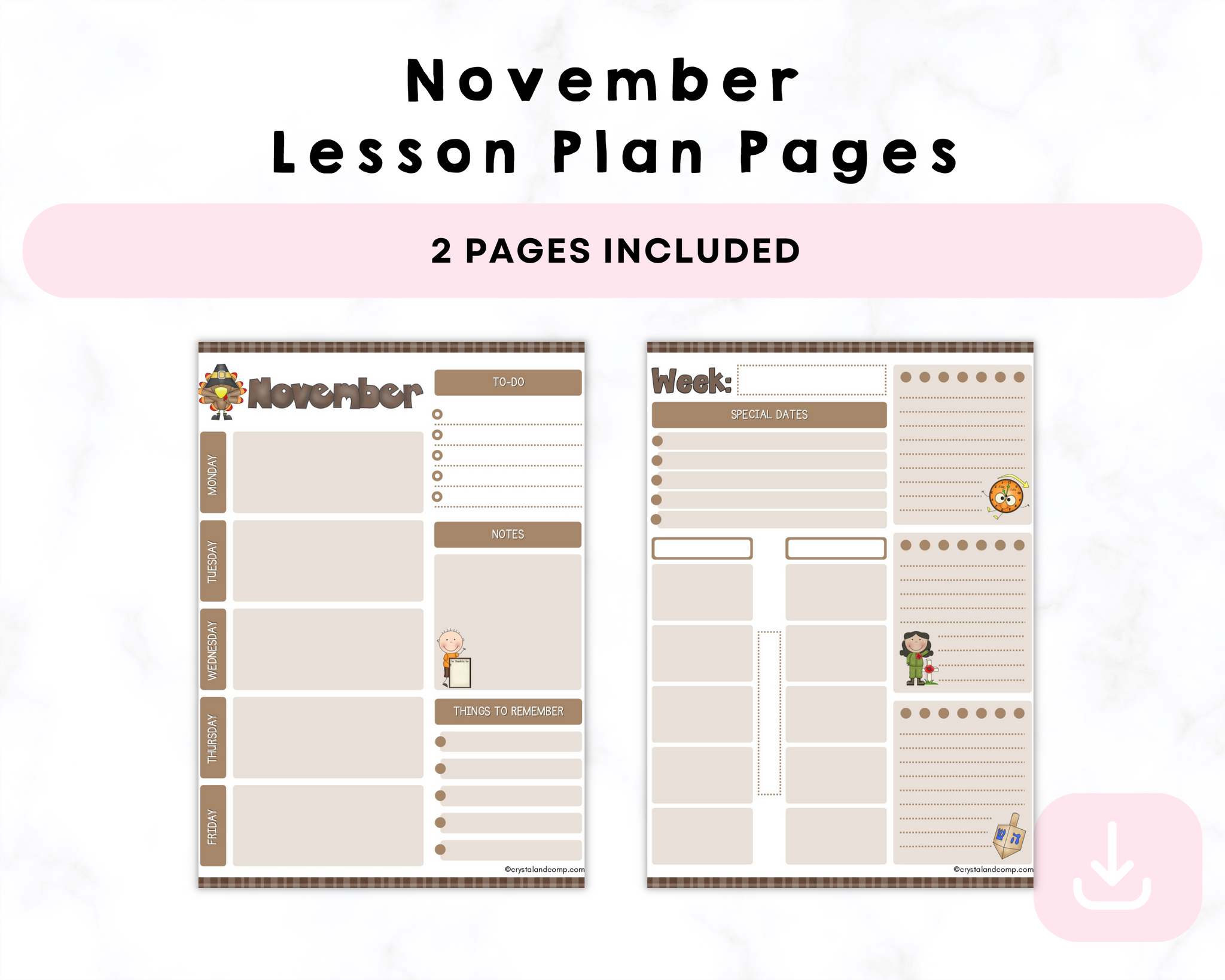 Printable November Lesson Plan Pages – CrystalandComp