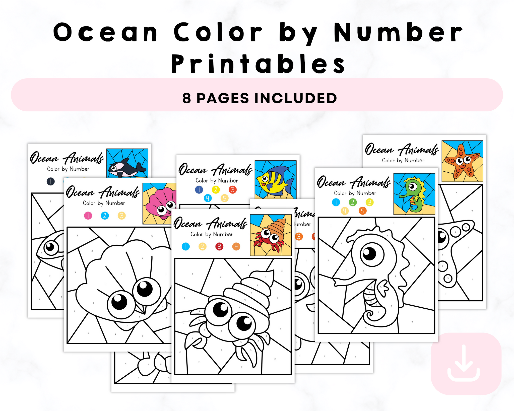Ocean Color by Number Printables – CrystalandComp