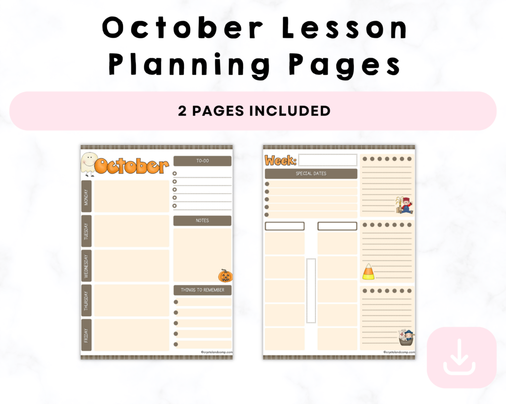 Printable October Lesson Planning – CrystalandComp