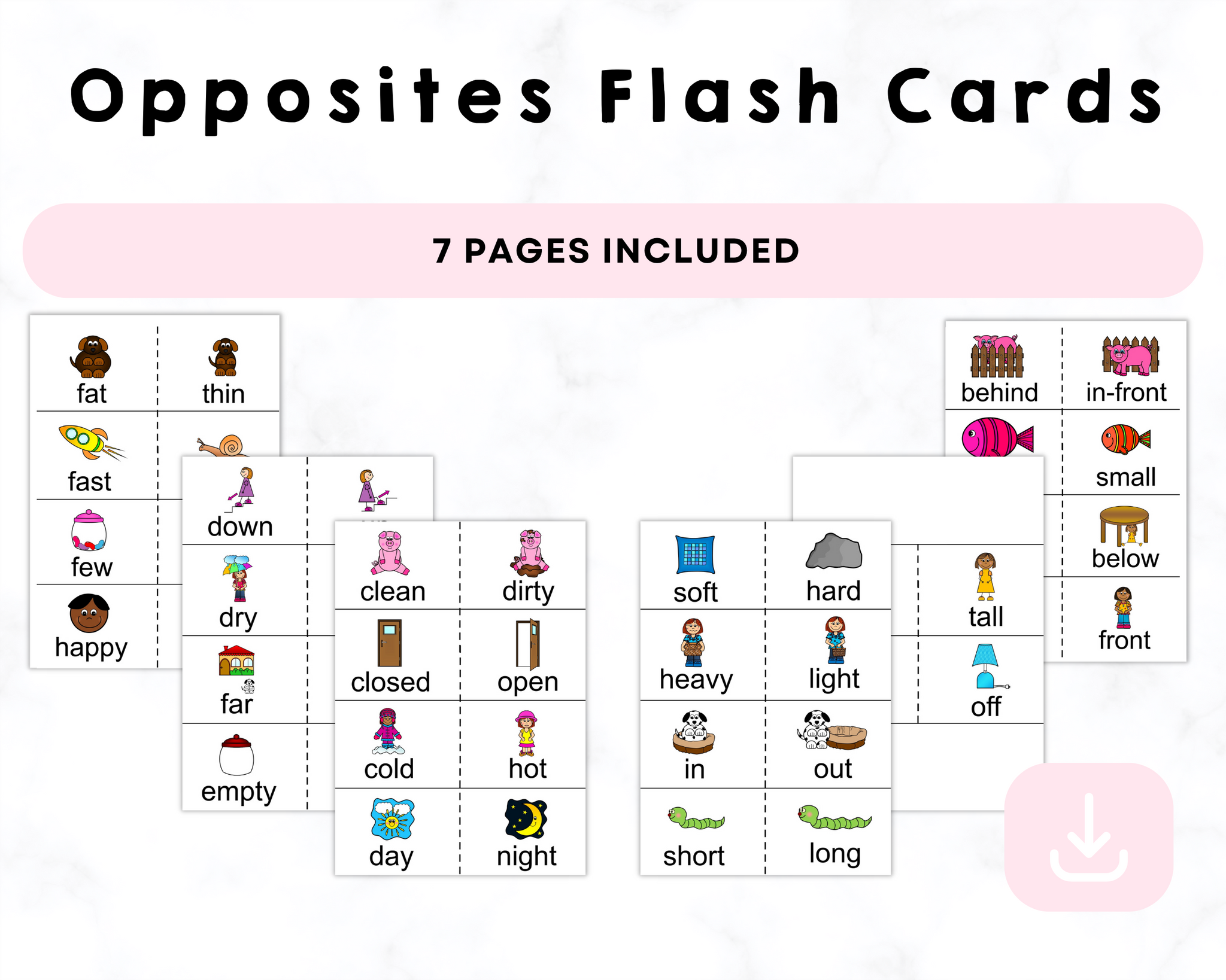 Opposites Printable Flash Cards – CrystalandComp