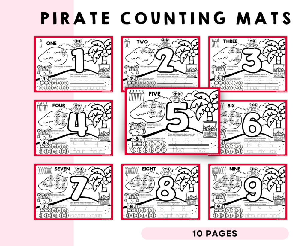 Pirate Counting Mats Printables – CrystalandComp