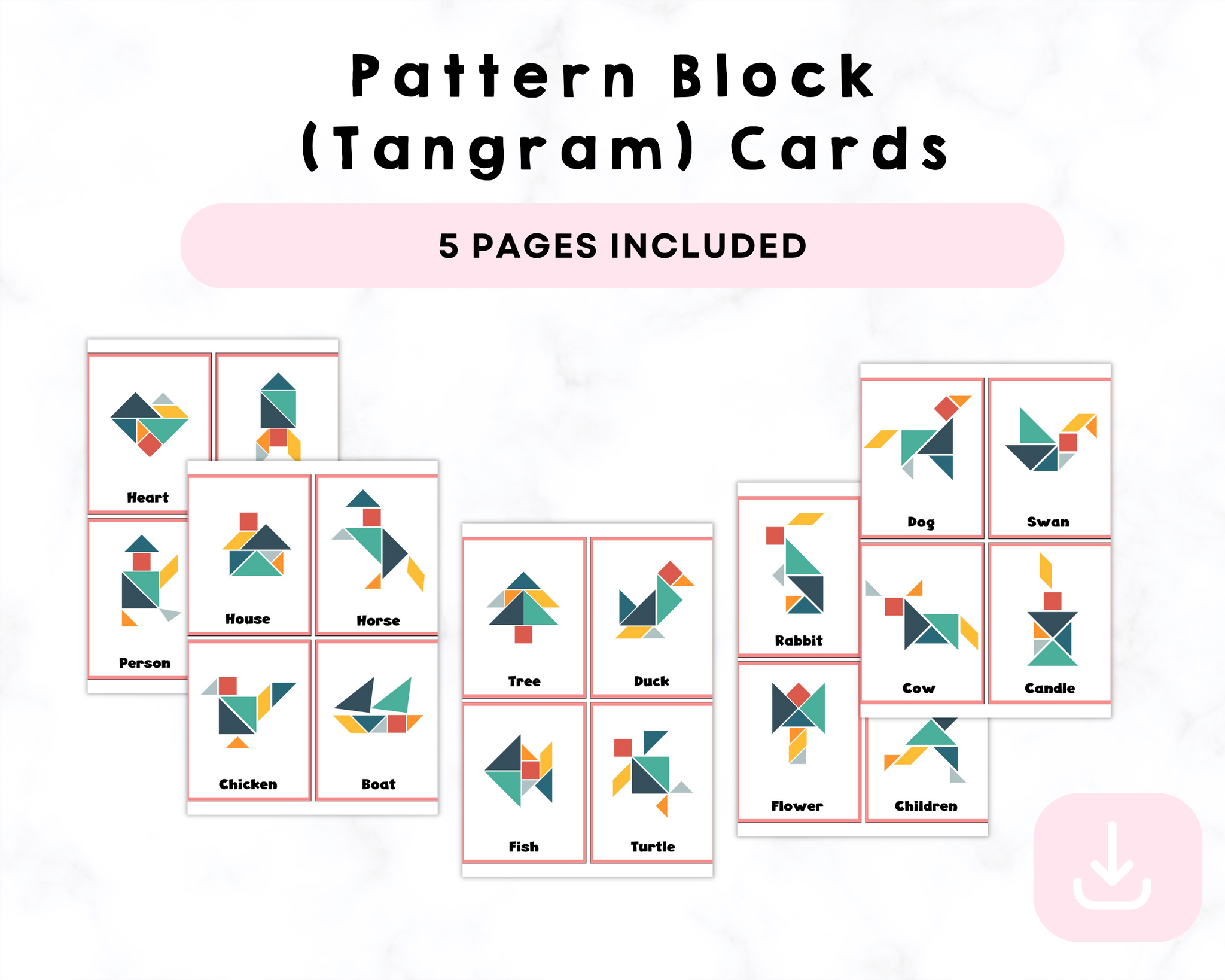Pattern Block (Tangram) Cards Printables – CrystalandComp
