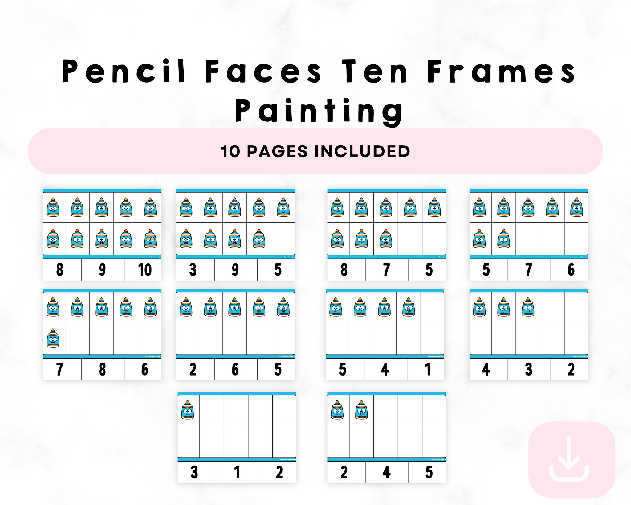 Printable Pencil Faces Ten Frames – CrystalandComp