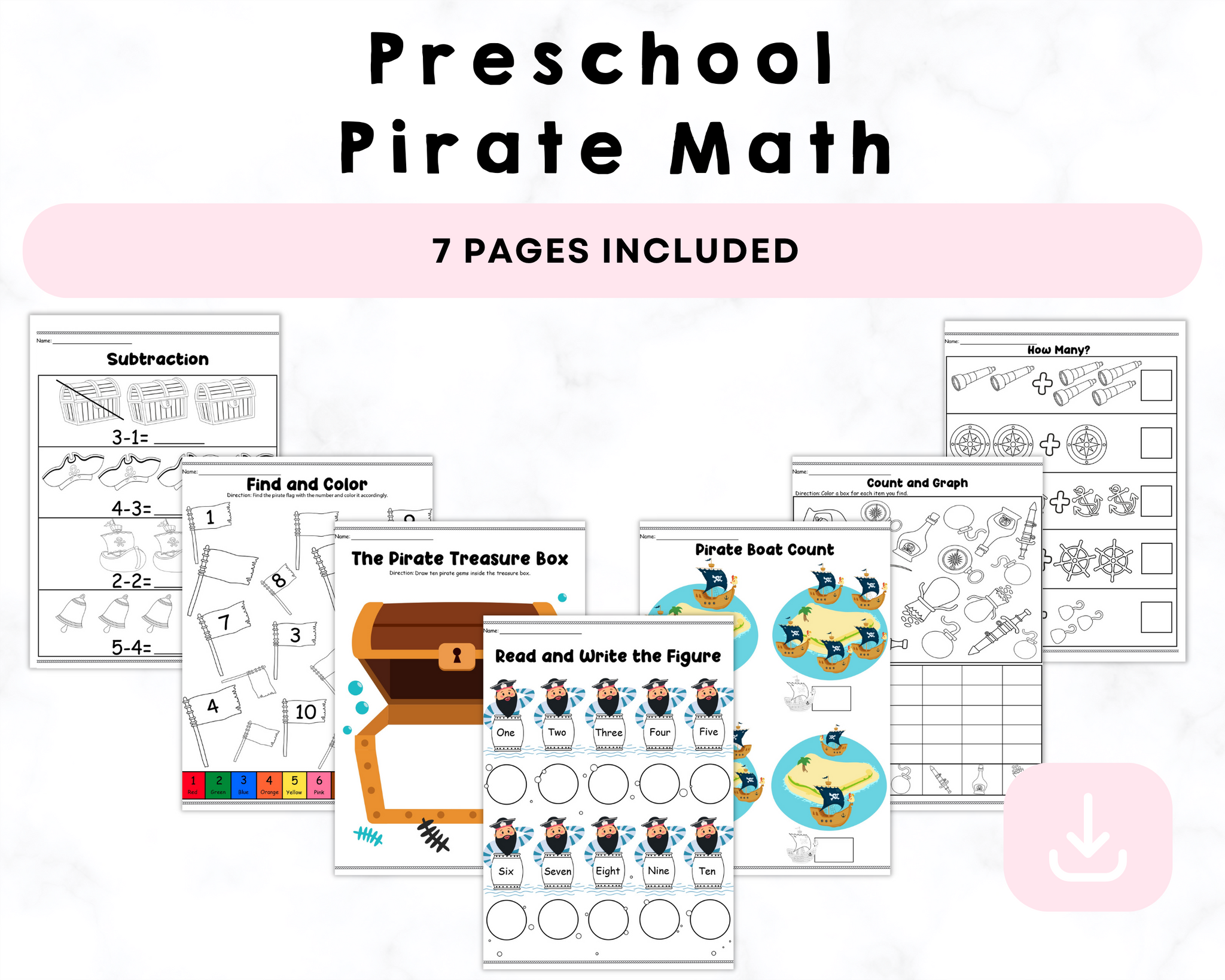 Preschool Pirate Math Printable Pack – CrystalandComp