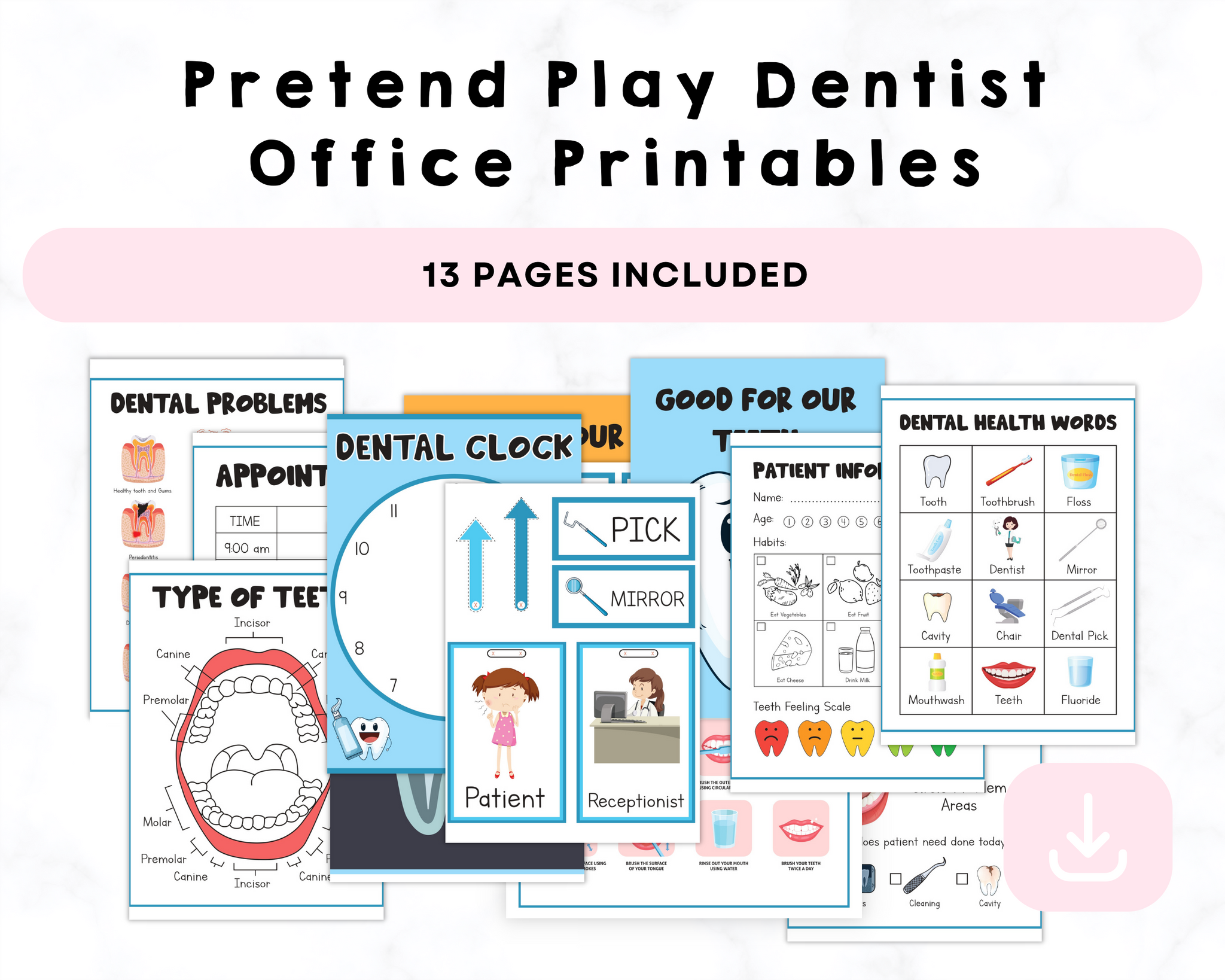 Pretend Play Dentist Office Printables – CrystalandComp